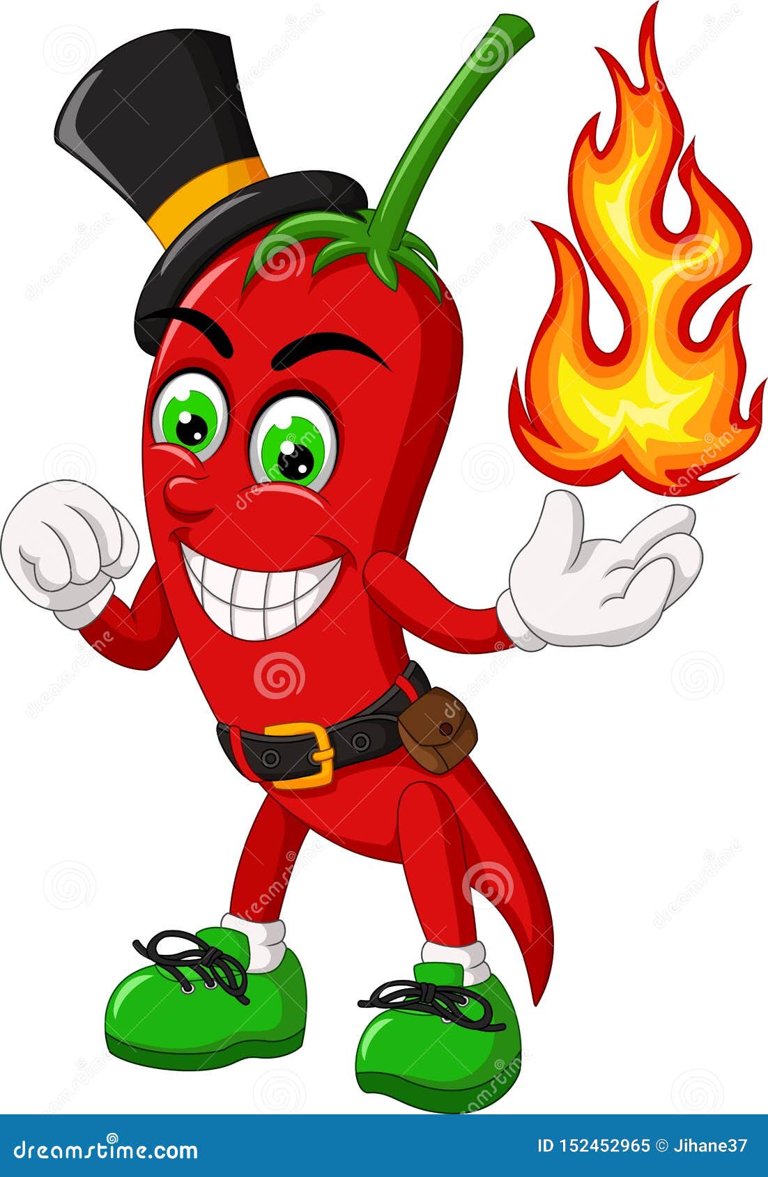 Funny Red Chilli with Black Hat Cartoon Stock Illustration ...