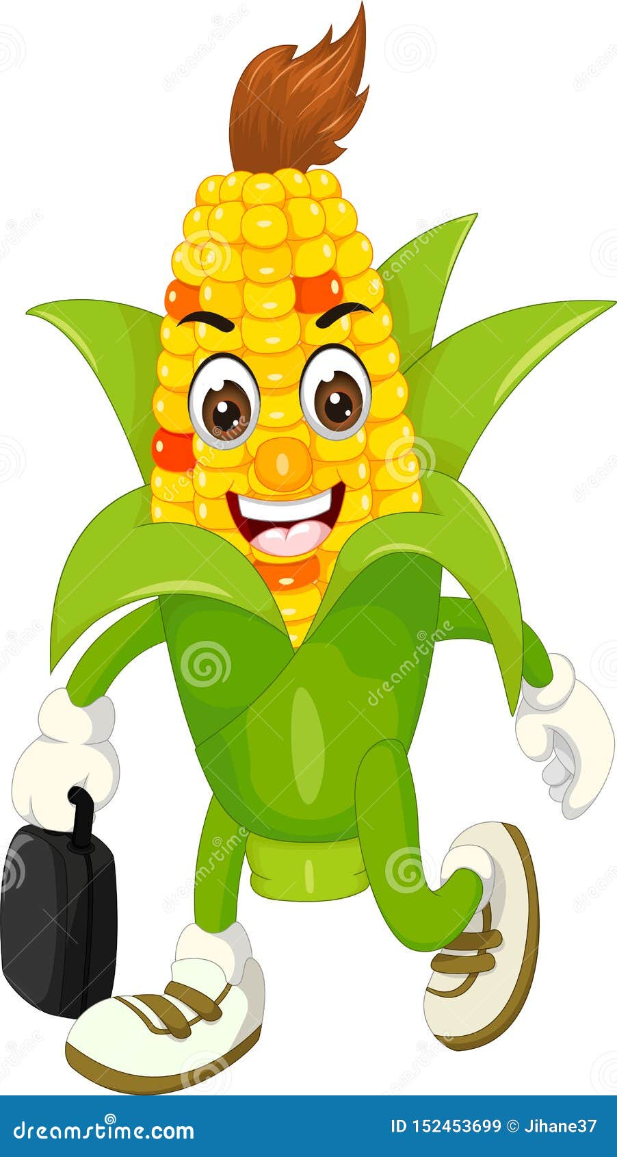Funny Corn with Black Bag Cartoon Stock Illustration - Illustration of ...