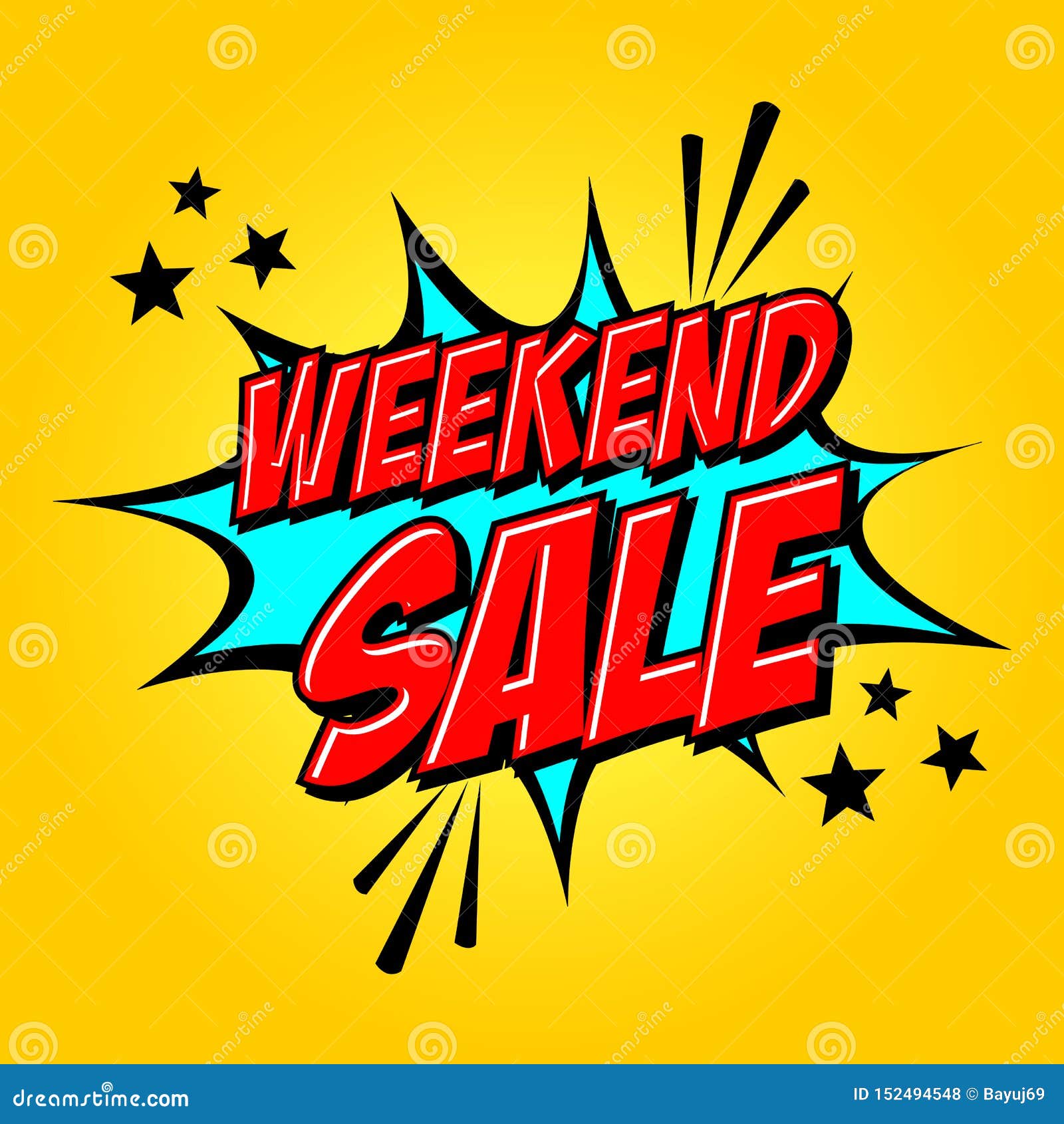 Creative Vector Design in Comic Style for Weekend Sale Stock Vector ...