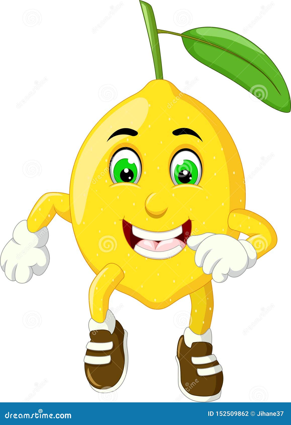 Funny Walking Yellow Lemon Cartoon Stock Illustration - Illustration of ...