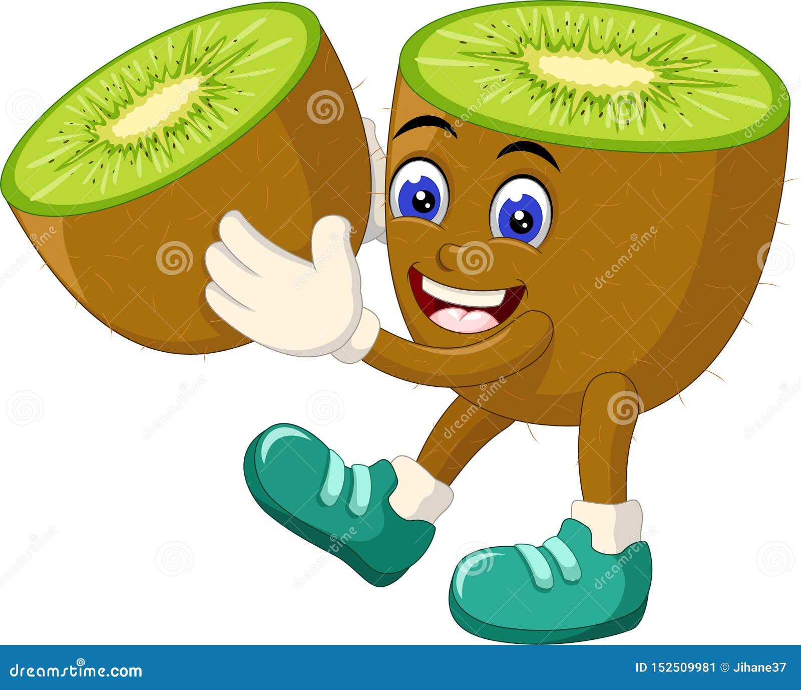 Funny Kiwi Cartoon stock illustration. Illustration of healthy - 152509981