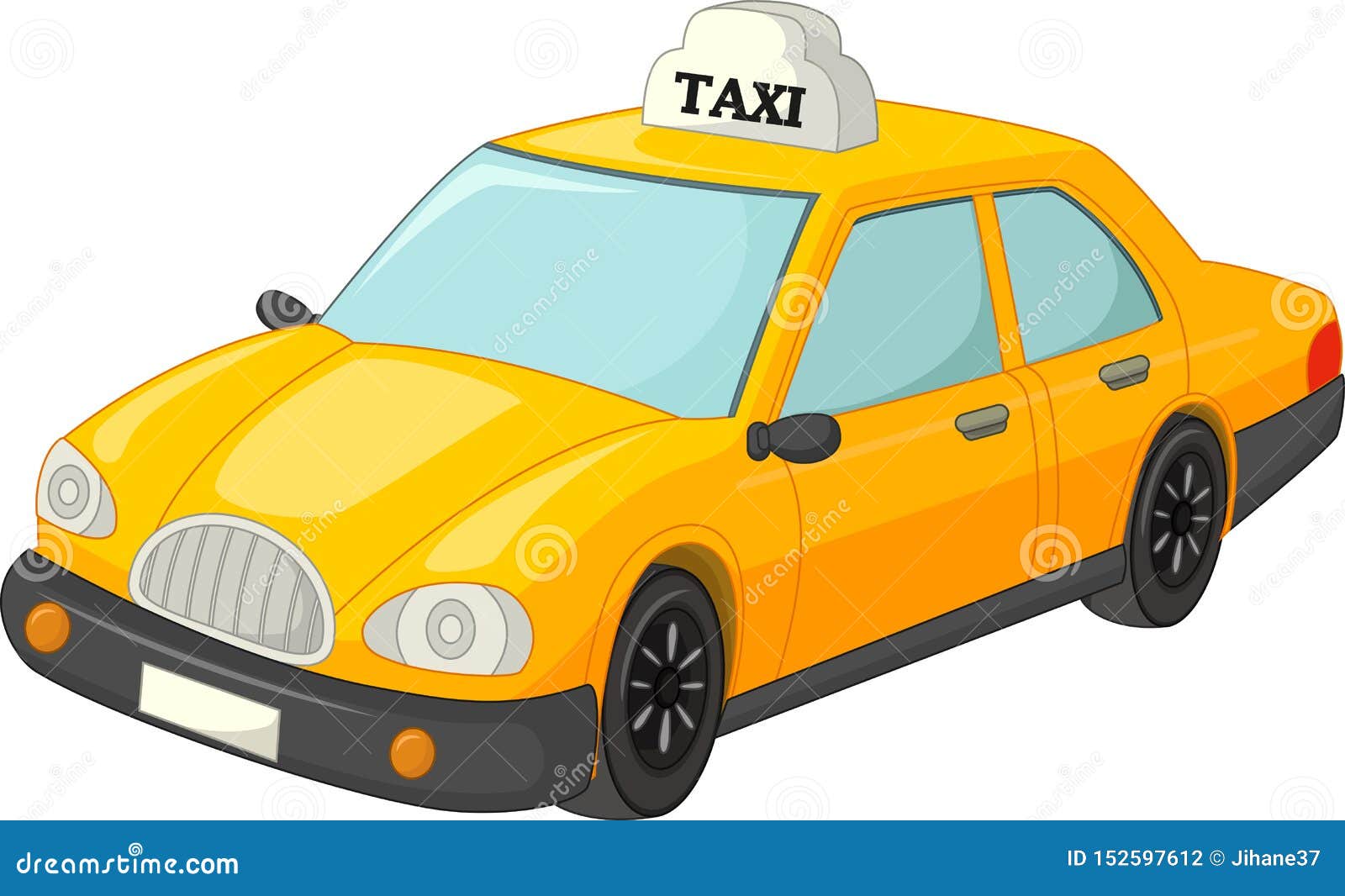 Funny Yellow Taxi Cartoon stock illustration. Illustration of funny ...