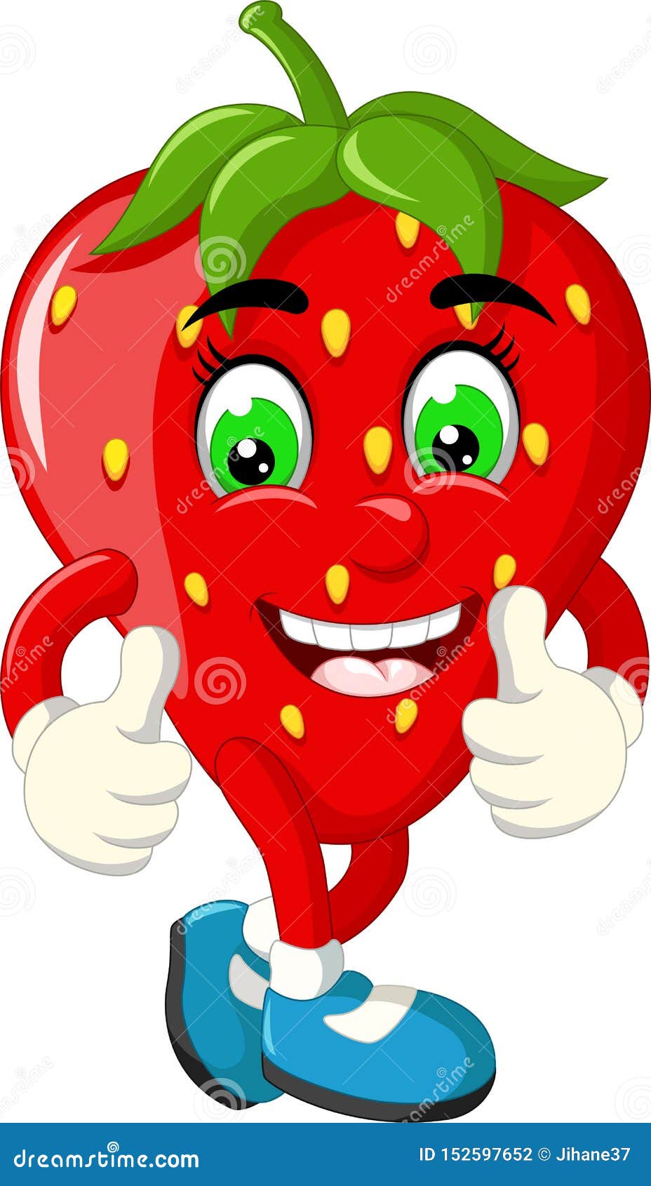 Funny Red Strawberry Cartoon Stock Illustration - Illustration of ...