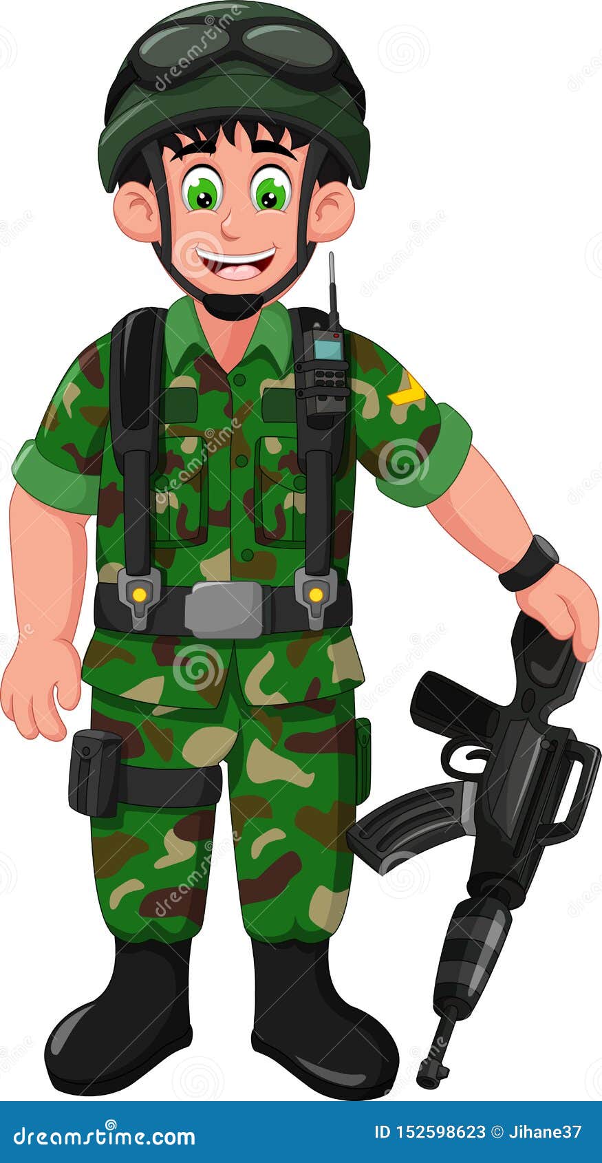 Funny Soldier with Gun Cartoon Stock Illustration - Illustration of ...