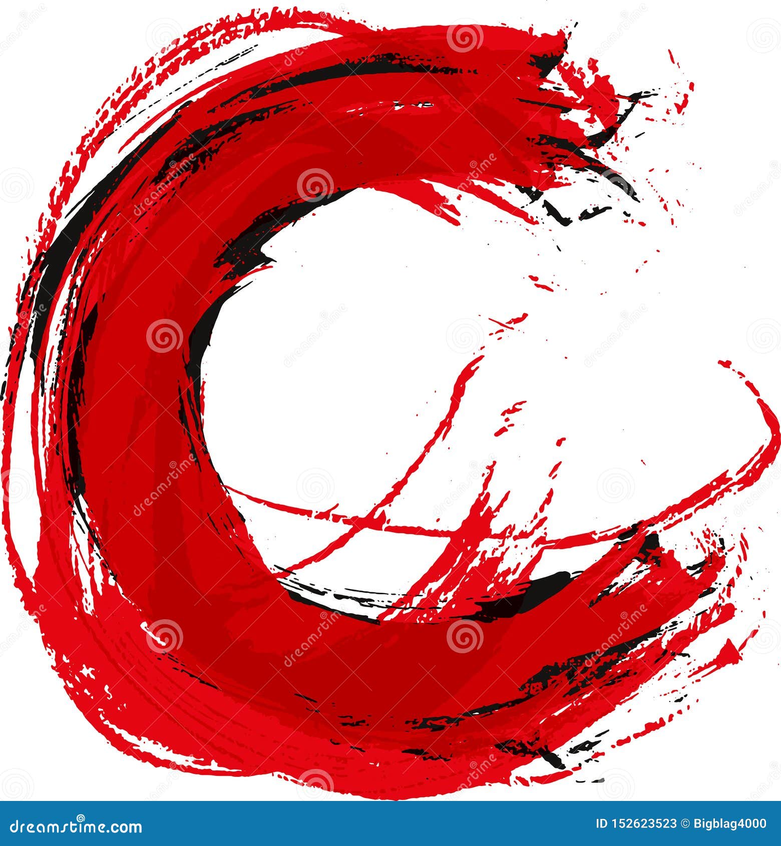 Red and Black Uppercase Letter.Vector Brush Paint Lettering. Stock ...