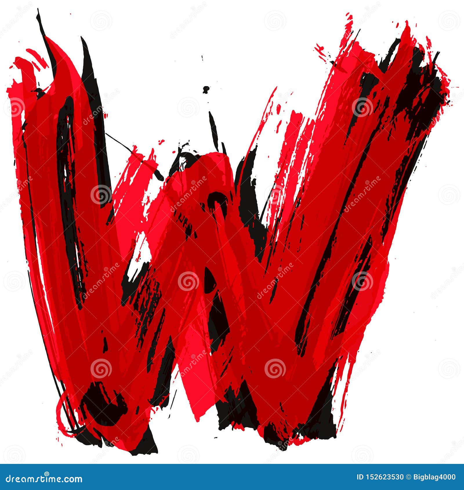 Red and Black Uppercase Letter.Vector Brush Paint Lettering. Stock ...