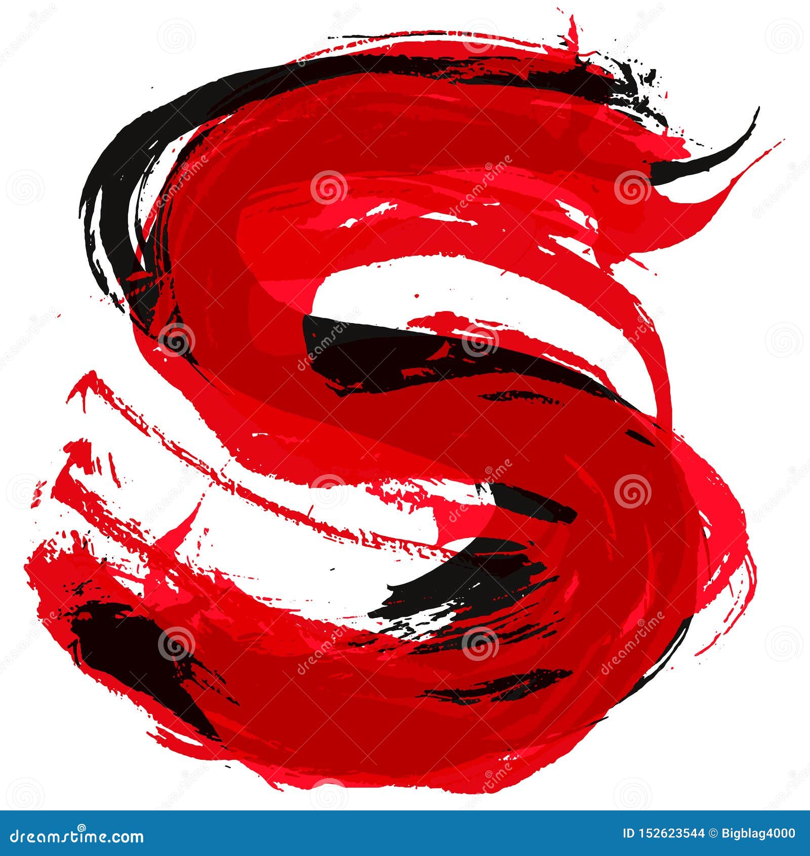 Red and Black Uppercase Letter.Vector Brush Paint Lettering. Stock ...