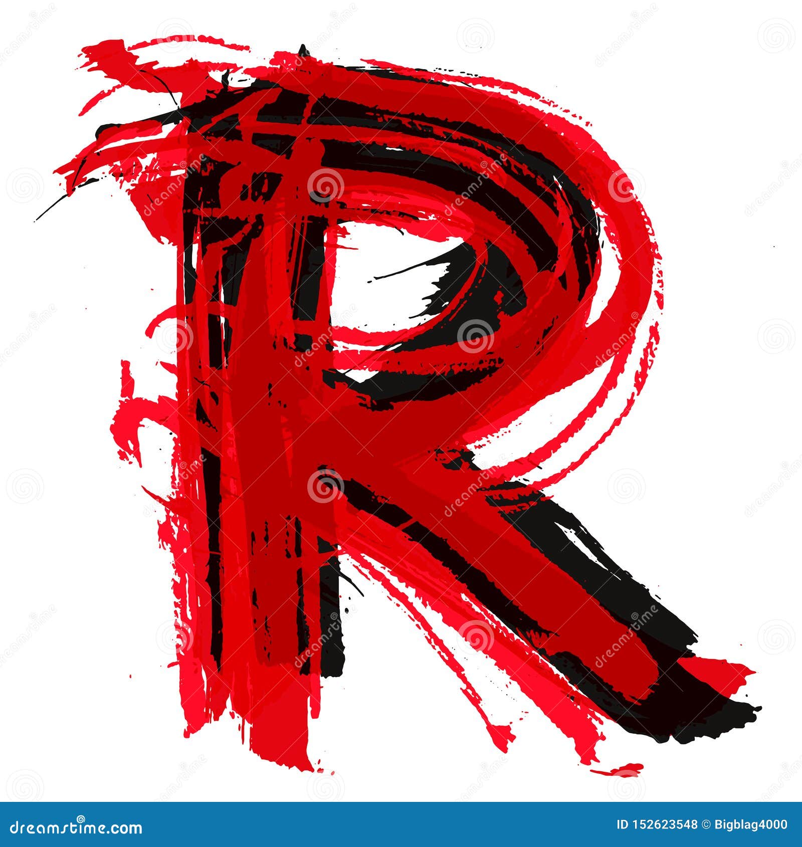Red and Black Uppercase Letter.Vector Brush Paint Lettering. Stock ...