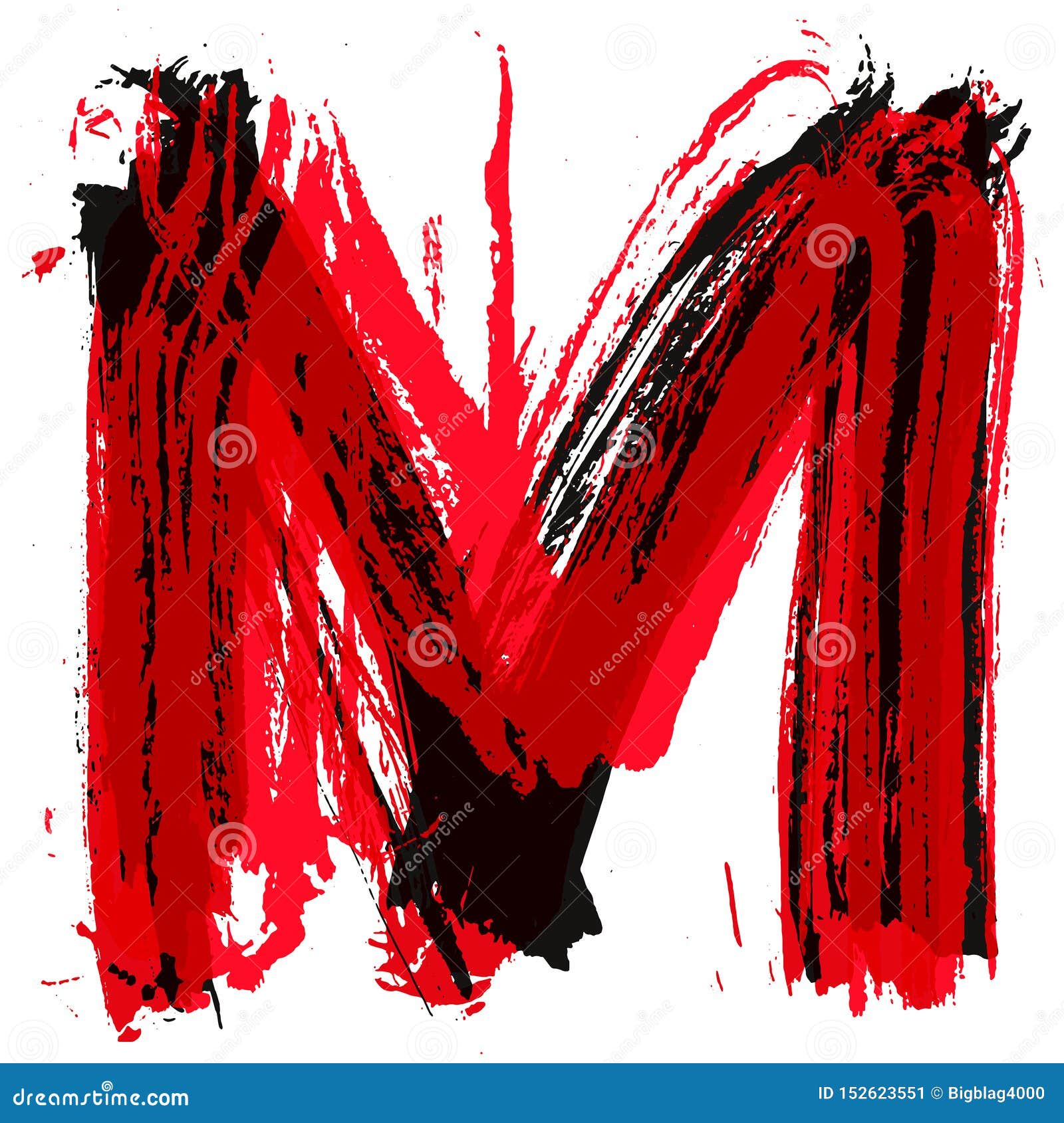 Red and Black Uppercase Letter.Vector Brush Paint Lettering. Stock ...