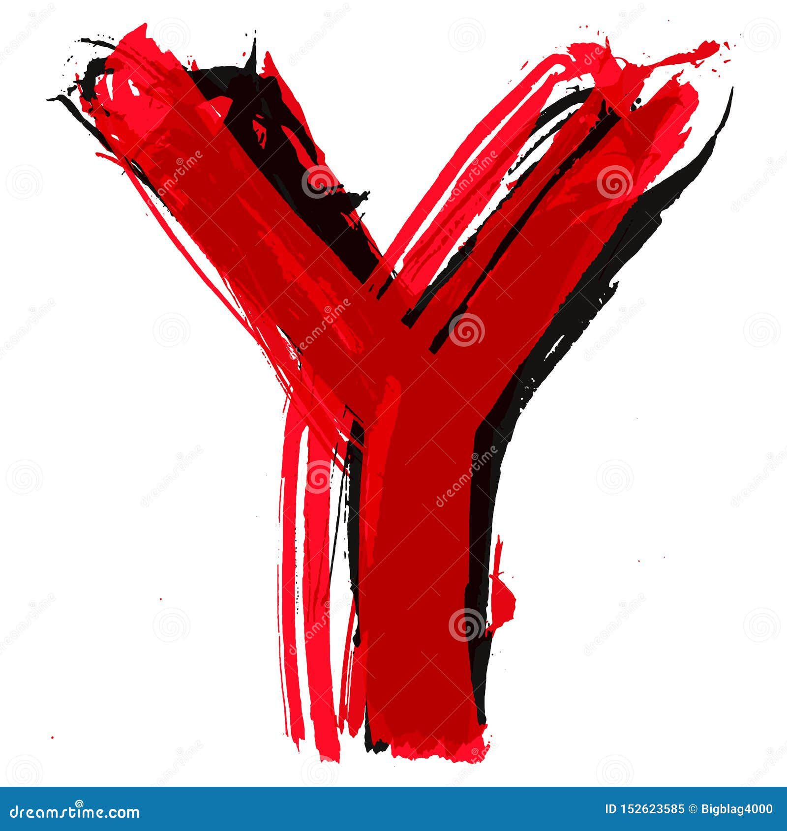 Red and Black Uppercase Letter.Vector Brush Paint Lettering. Stock ...