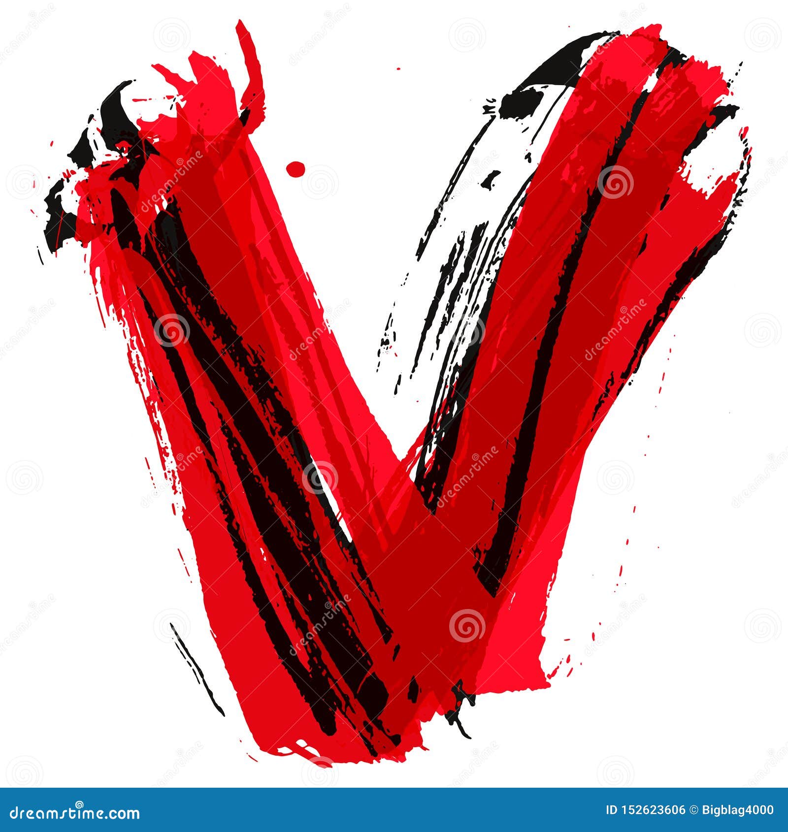 Red and Black Uppercase Letter.Vector Brush Paint Lettering. Stock ...