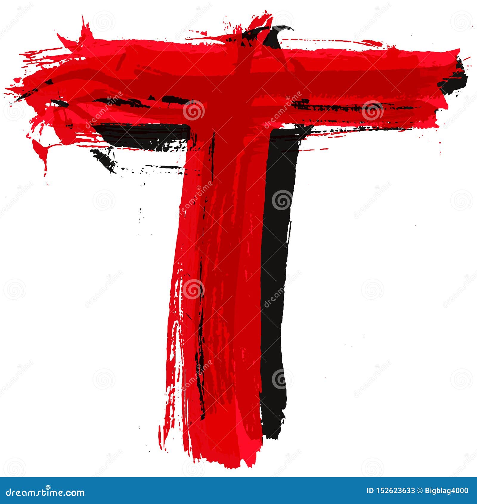 Red and Black Uppercase Letter.Vector Brush Paint Lettering. Stock ...