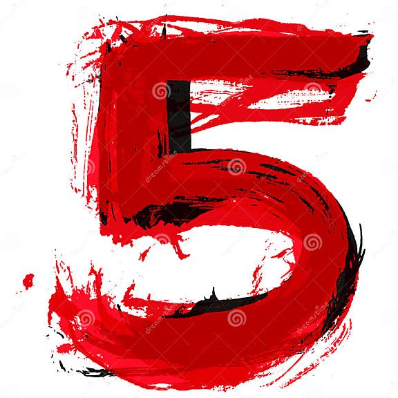 Red and Black Number.Vector Brush Paint Lettering. Stock Vector ...