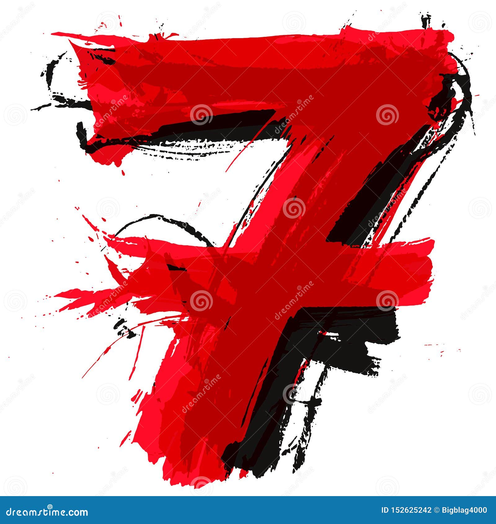 Red and Black Number.Vector Brush Paint Lettering. Stock Vector ...