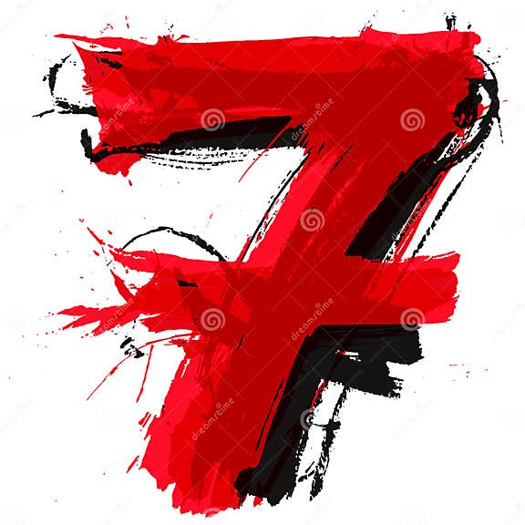 Red and Black Number.Vector Brush Paint Lettering. Stock Vector ...