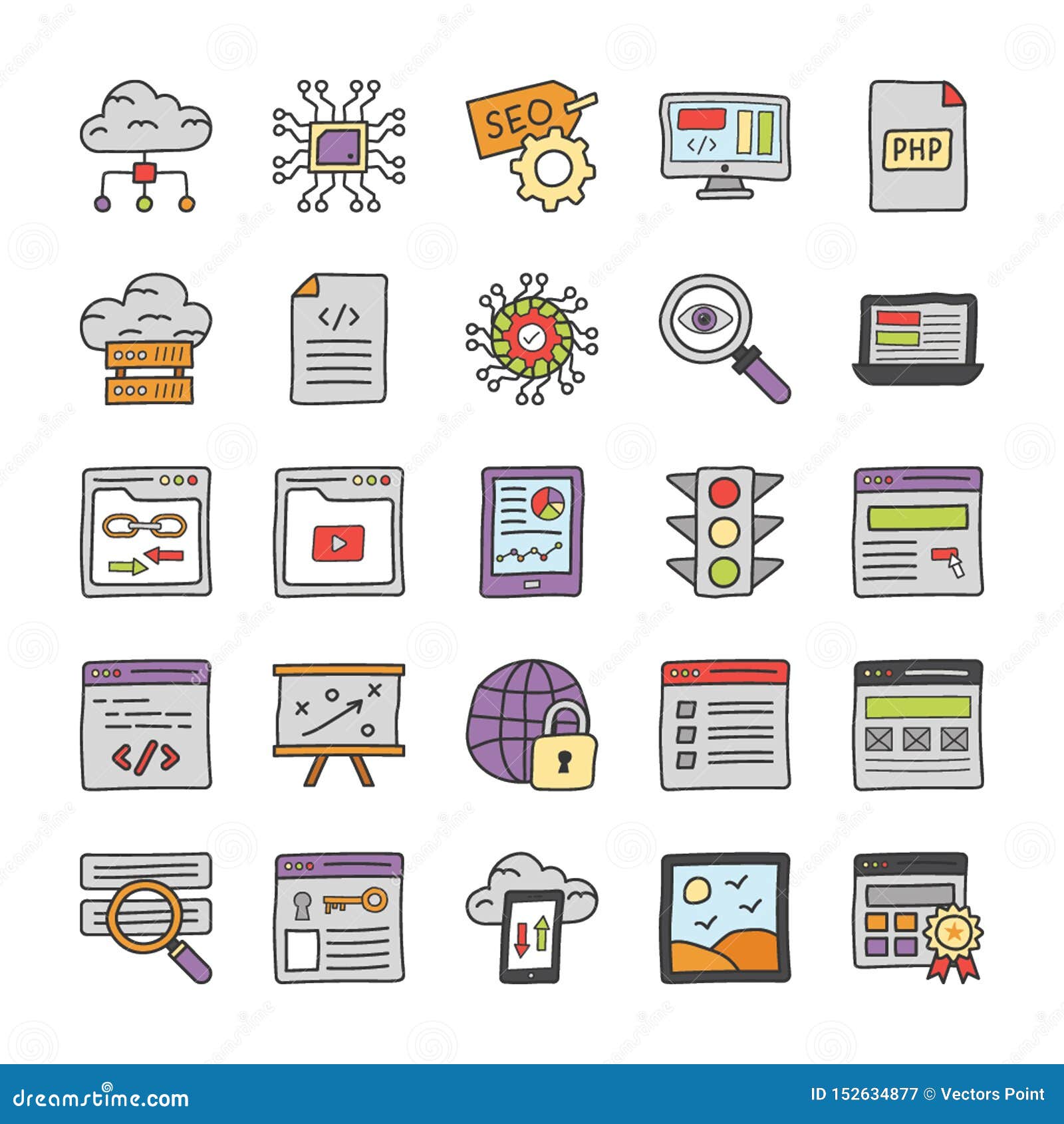 Seo and Web Development Vectors Stock Vector - Illustration of ...