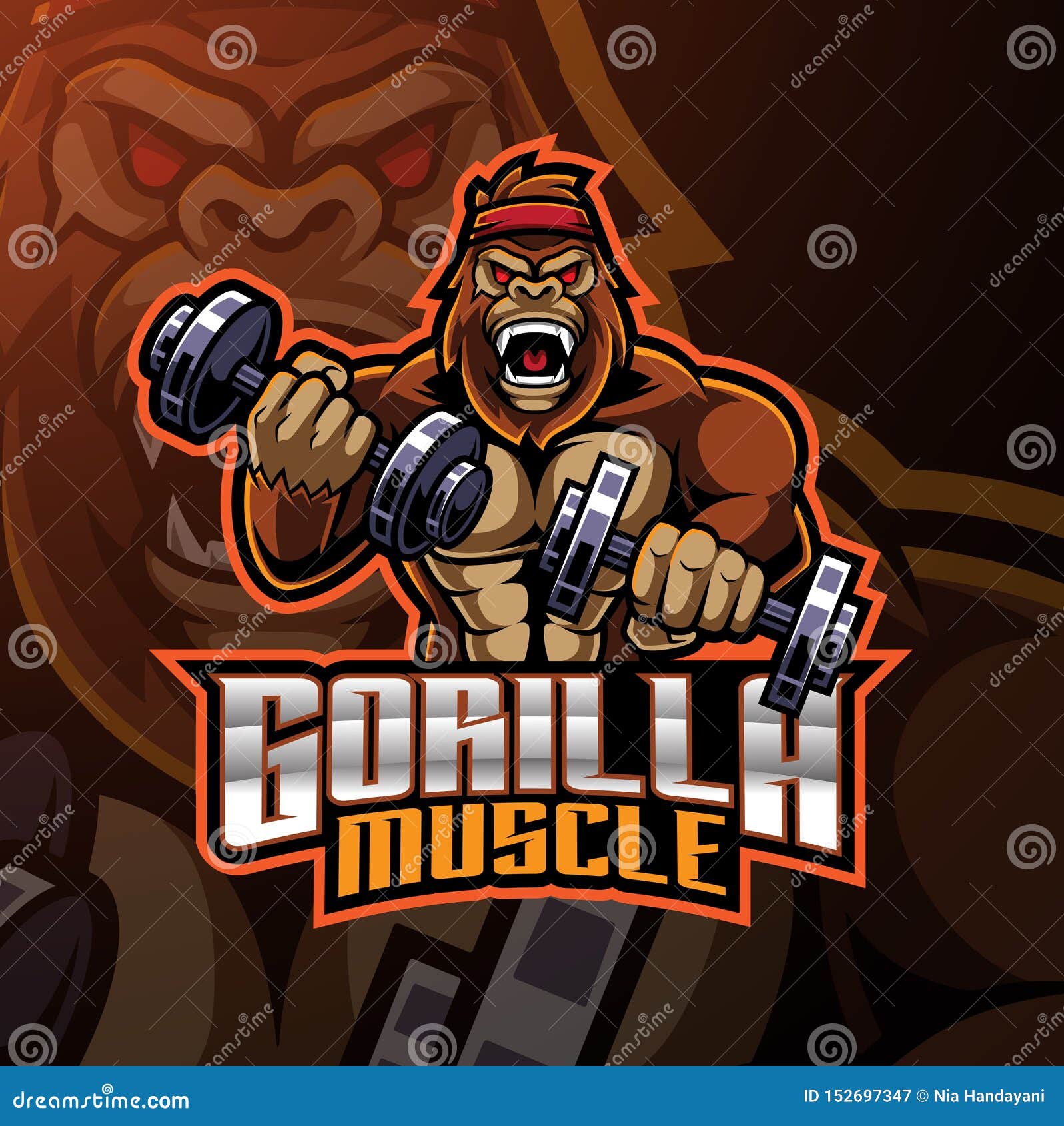 Muscle Man Mascot Logo Design Cartoon Vector | CartoonDealer.com #253693009