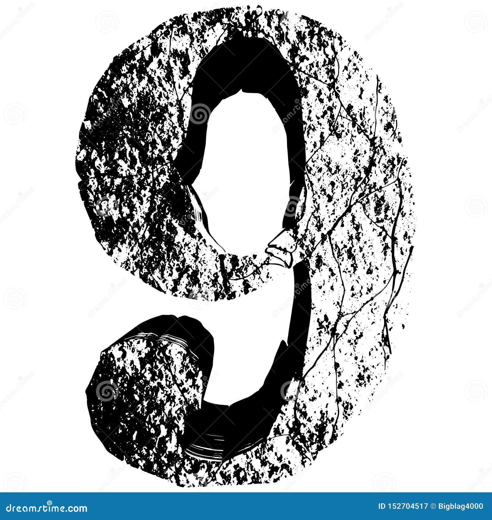 3D Rendering Grunge Stone Number.Concrete Font. Stock Vector ...