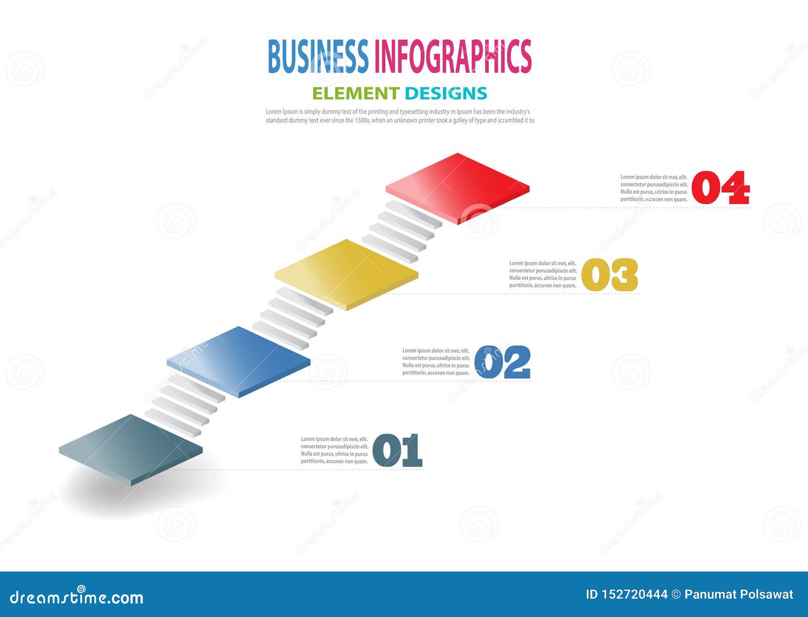 Infographics Business Template 3D Stairs for Presentation Stock Vector ...