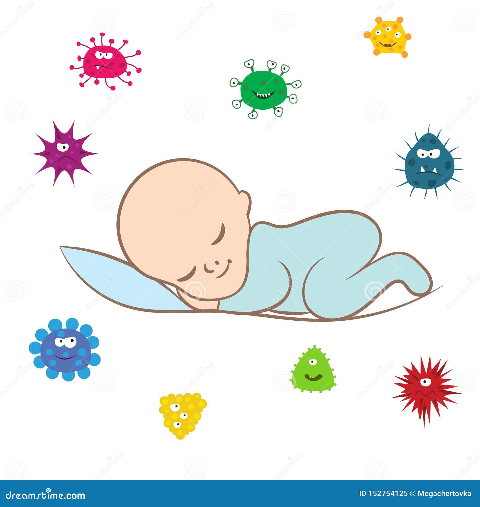Newborn Baby and Virus Attack, Vector Stock Vector - Illustration of ...