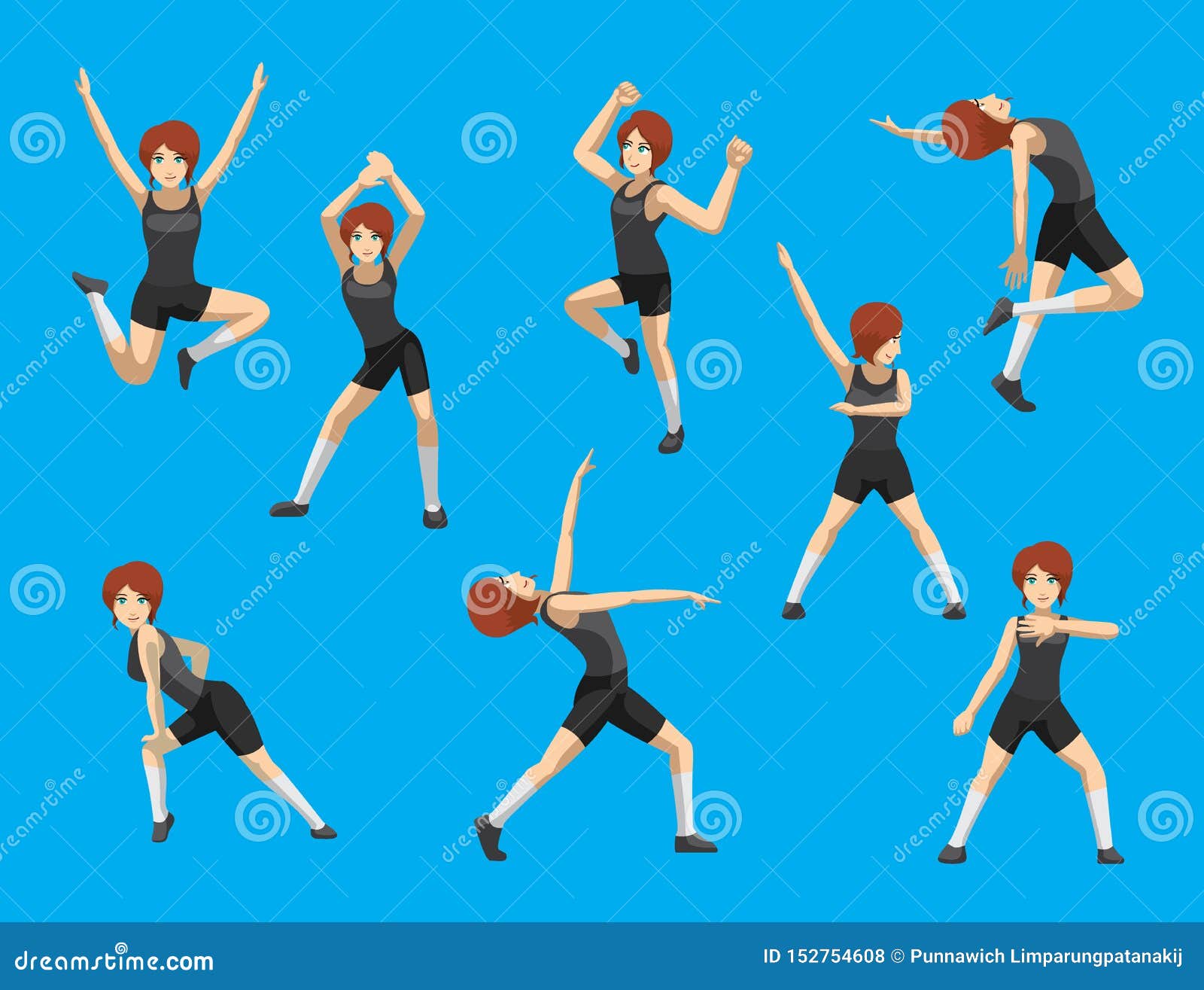 Zumba Girl Red Hair Manga Cartoon Vector Stock Vector - Illustration of ...