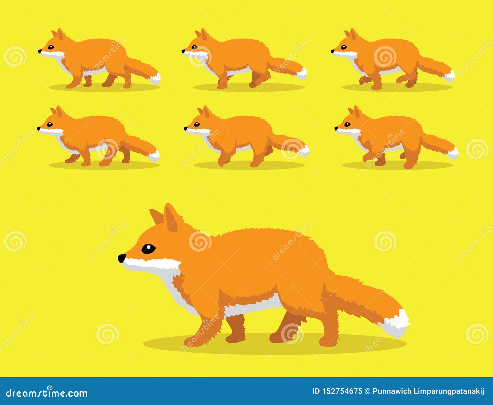 Fox Walking Animation Sequence Cartoon Vector Stock Vector ...