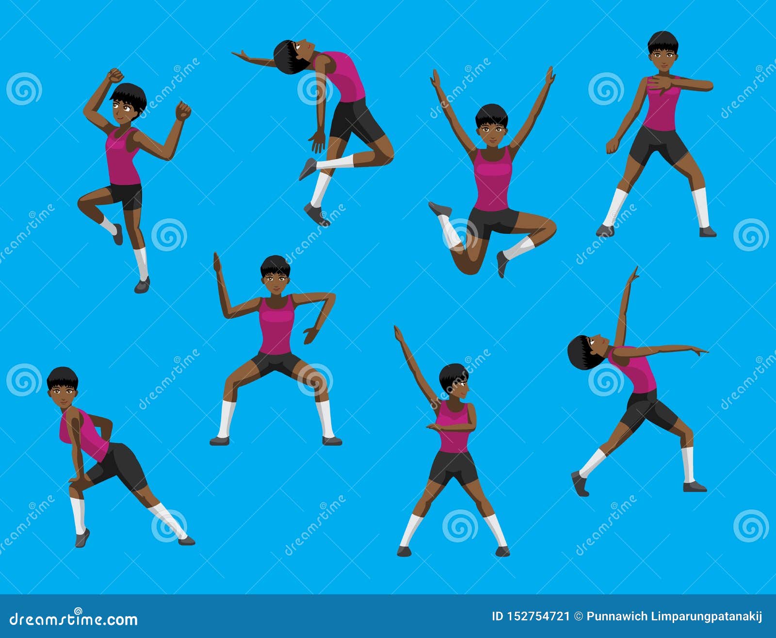 Zumba Girl Black Manga Cartoon Vector Stock Vector - Illustration of ...