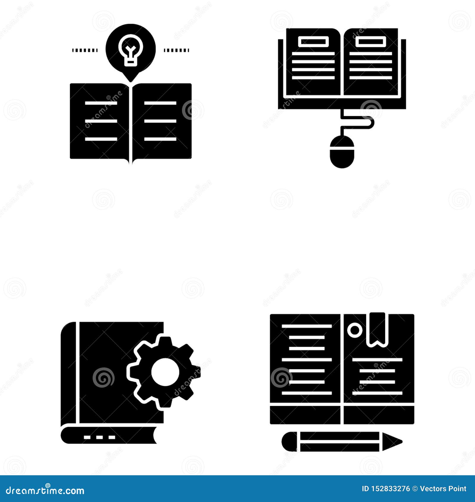 Reading Icons Bundle stock vector. Illustration of vector - 152833276