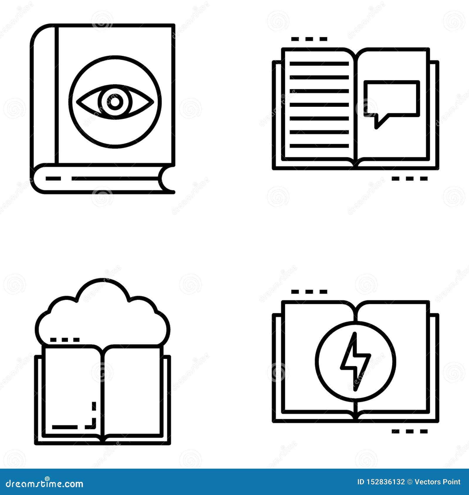 Reading Icons Collection stock vector. Illustration of study - 152836132