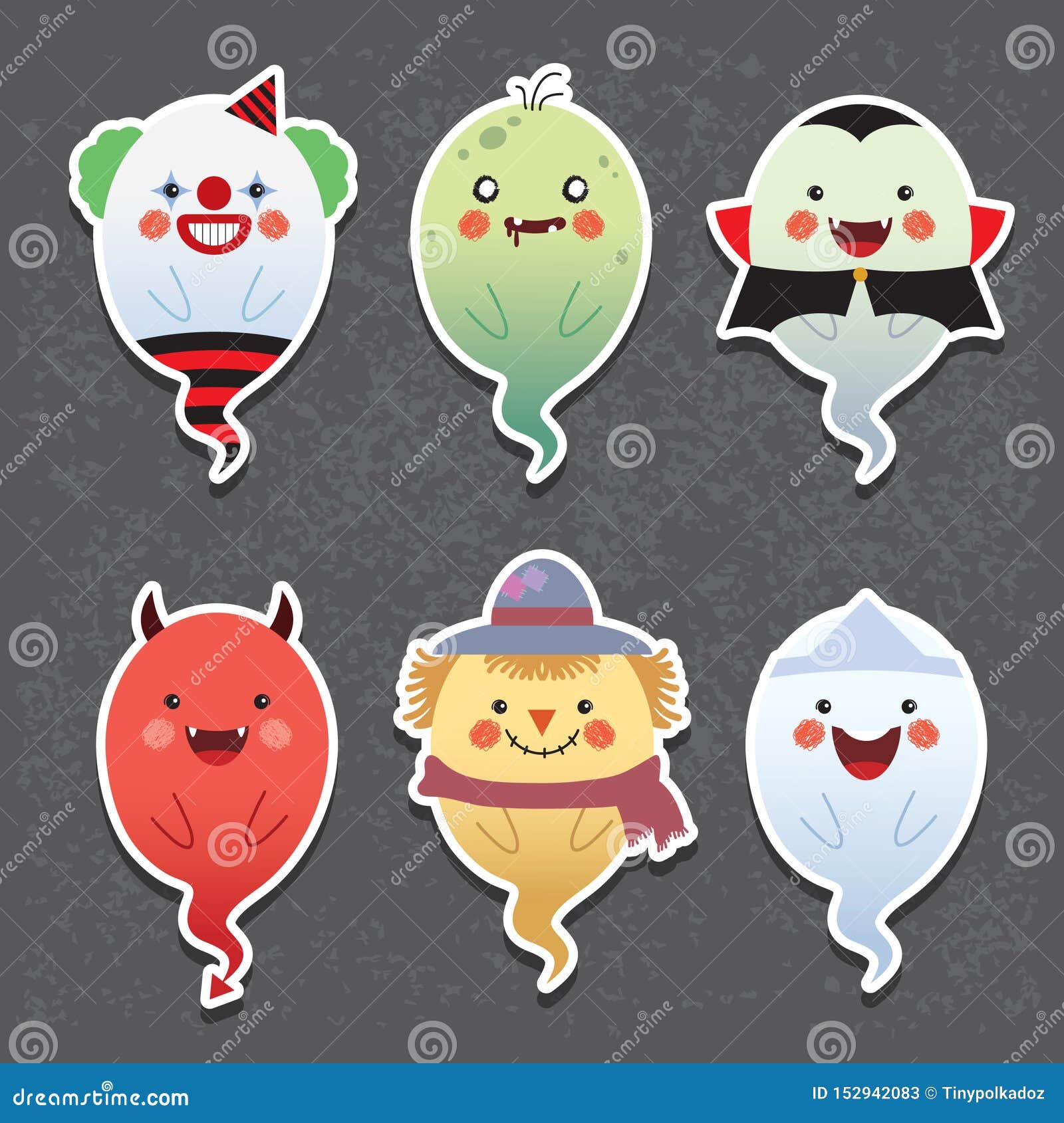 Japanese Ghost Masks Vector | CartoonDealer.com #94251590