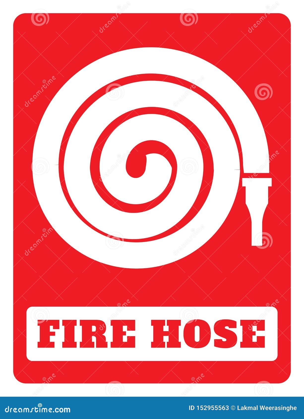 Fire Hose Reel Icon On Red Background Drawing By Illustration Cartoon ...
