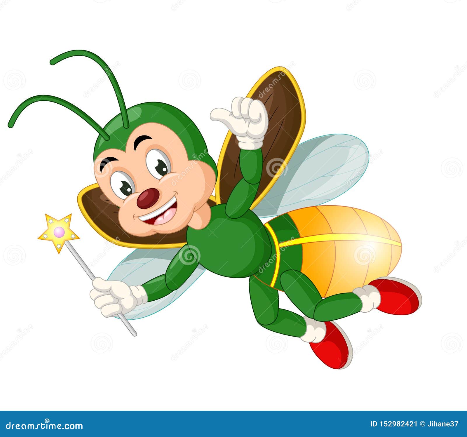 Funny Green Fireflies Cartoon Stock Illustration - Illustration of ...