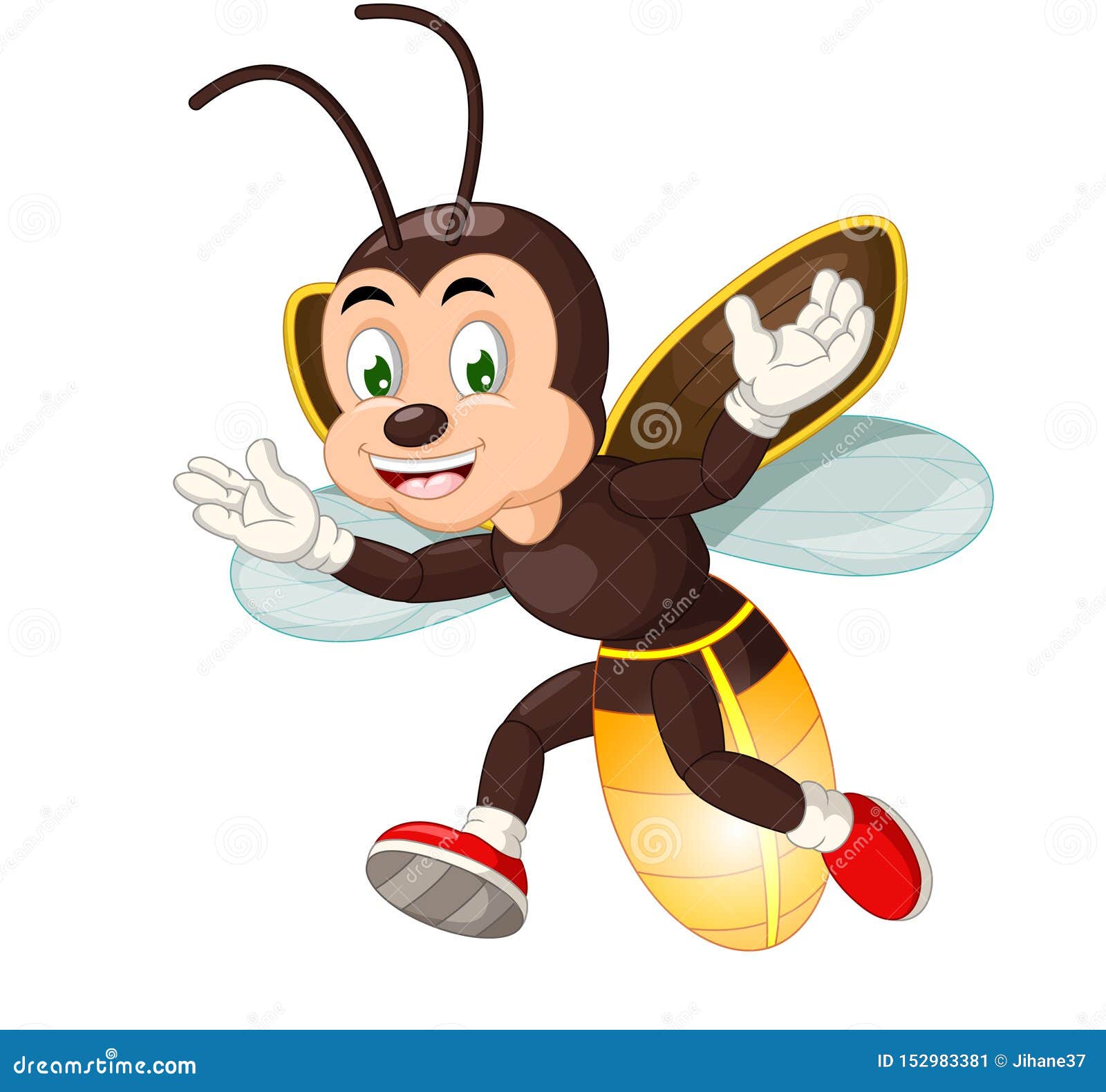 Funny Brown Fireflies Cartoon Stock Illustration - Illustration of ...