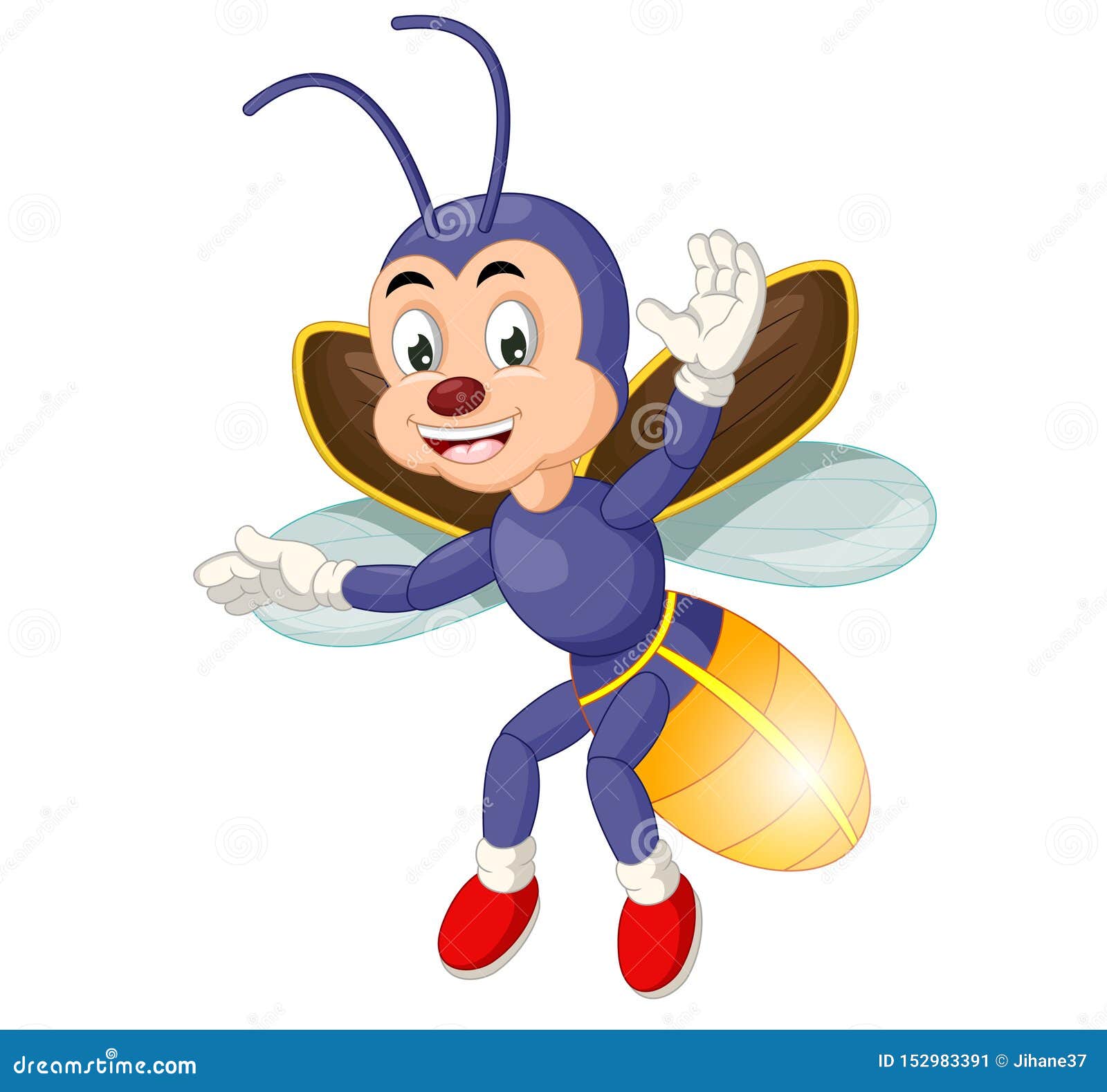 Funny Purple Fireflies Cartoon Stock Illustration - Illustration of ...