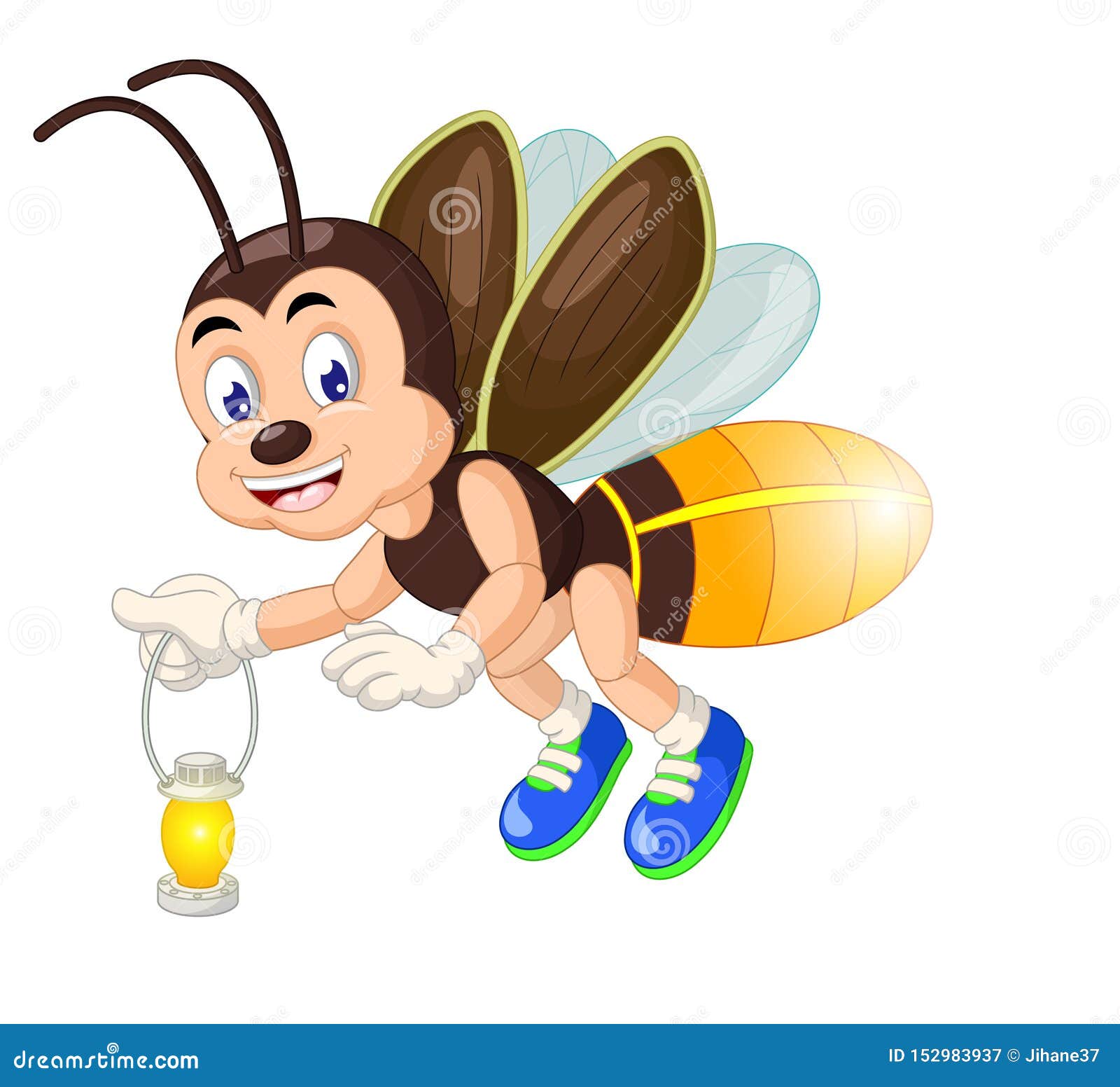 Funny Brown Fireflies Cartoon Stock Illustration - Illustration of kind ...