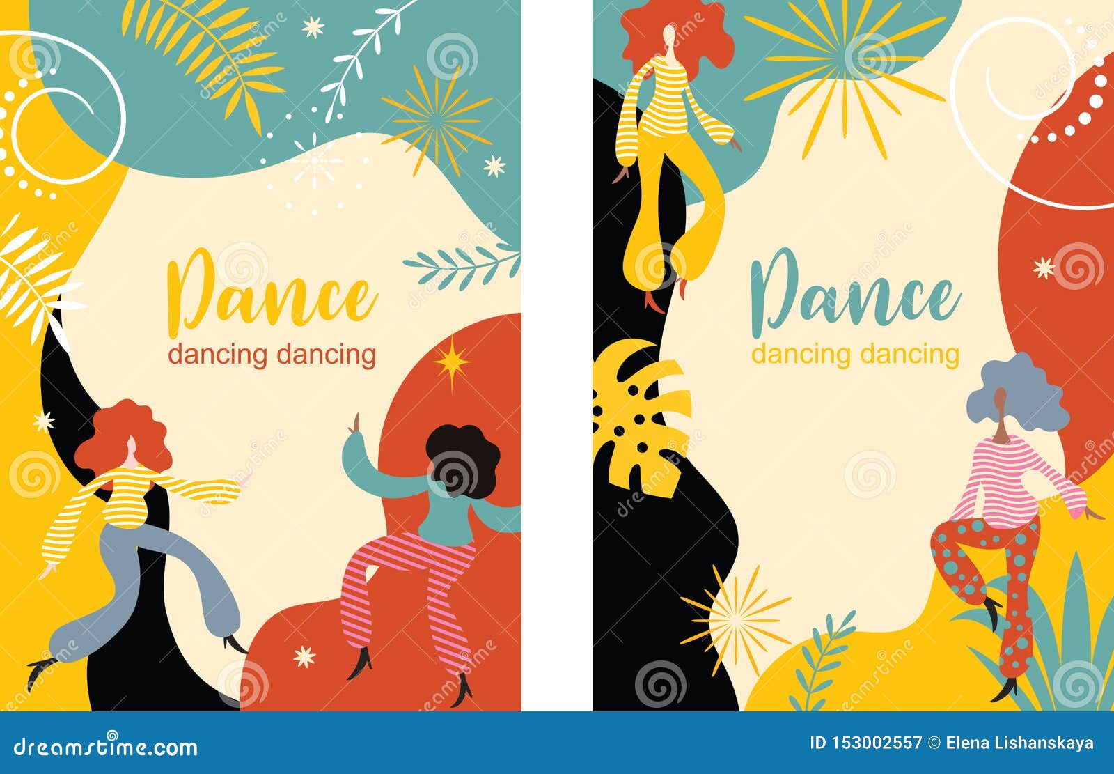 Vertical Banners with Dancing Women, Stylized Figures of Dancing People ...
