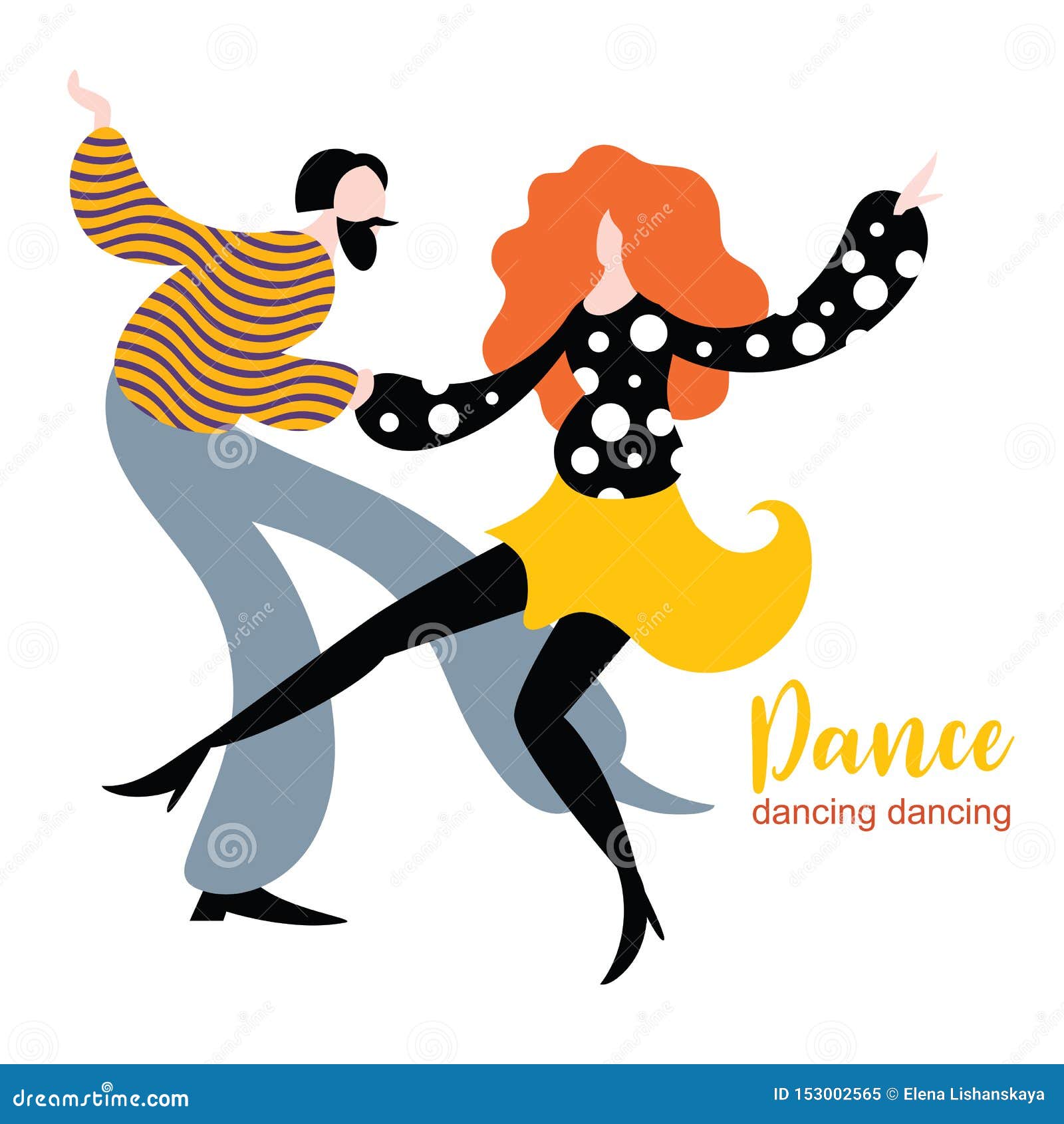 Stylized Figures of Dancing Woman and Man Stock Vector - Illustration ...