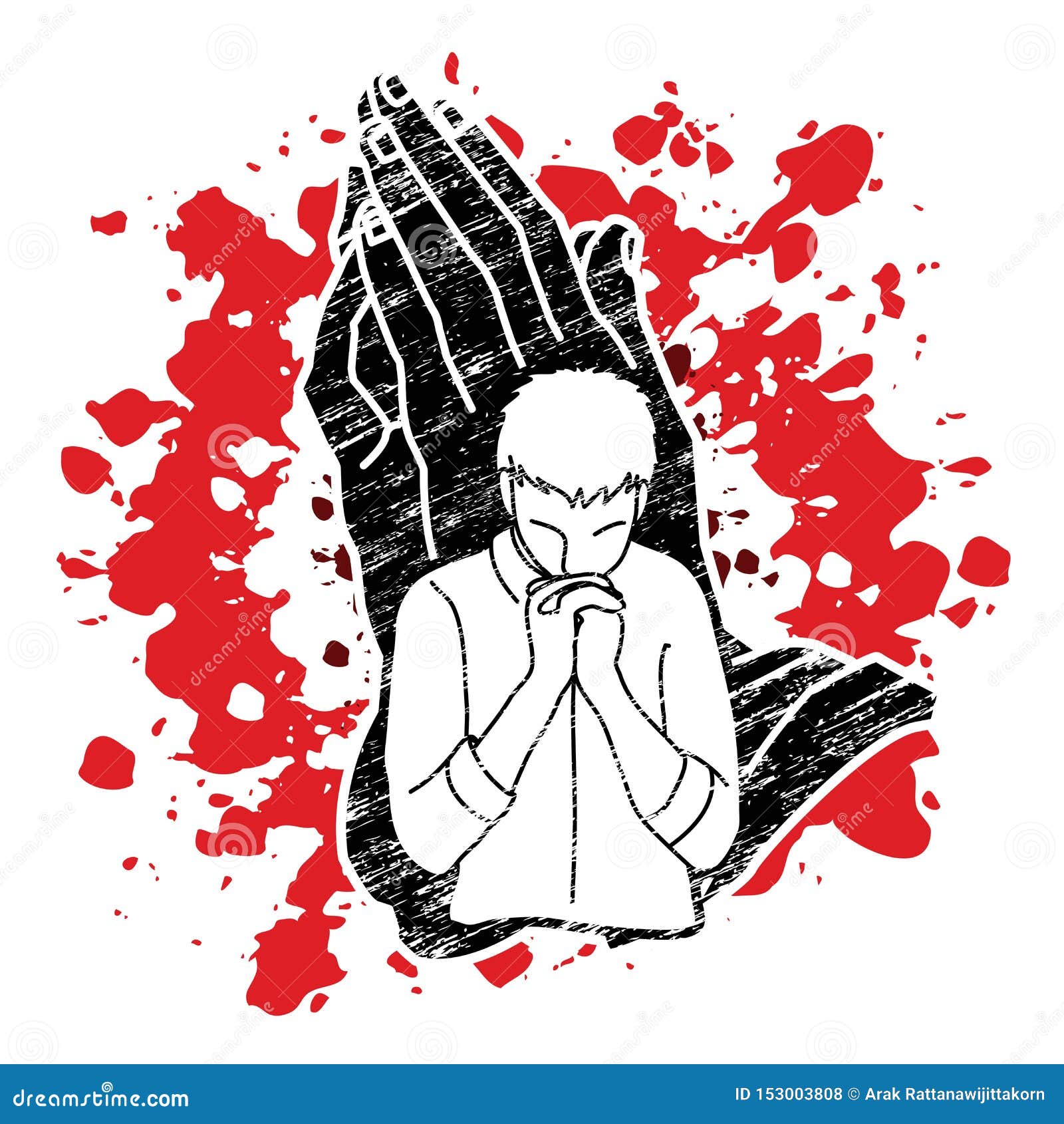 A Man Prayer Cartoon Graphic Stock Vector - Illustration of background ...