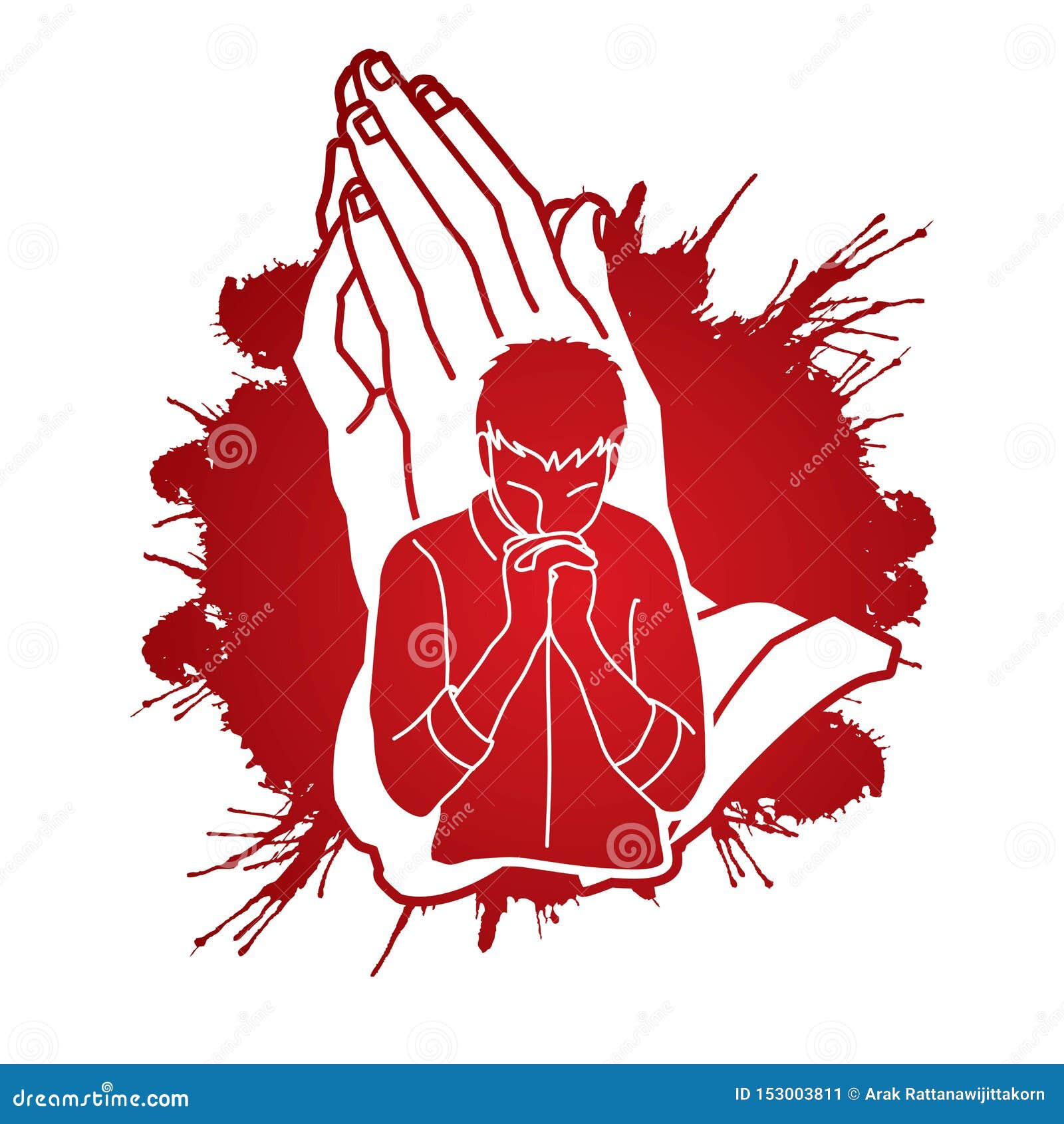A Man Prayer Cartoon Graphic Stock Vector - Illustration of people ...