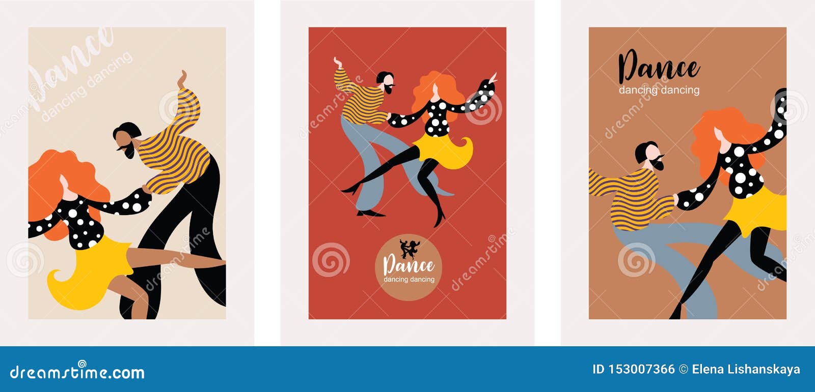 Set of Vertical Banners with Dancing Couple Stock Vector - Illustration ...