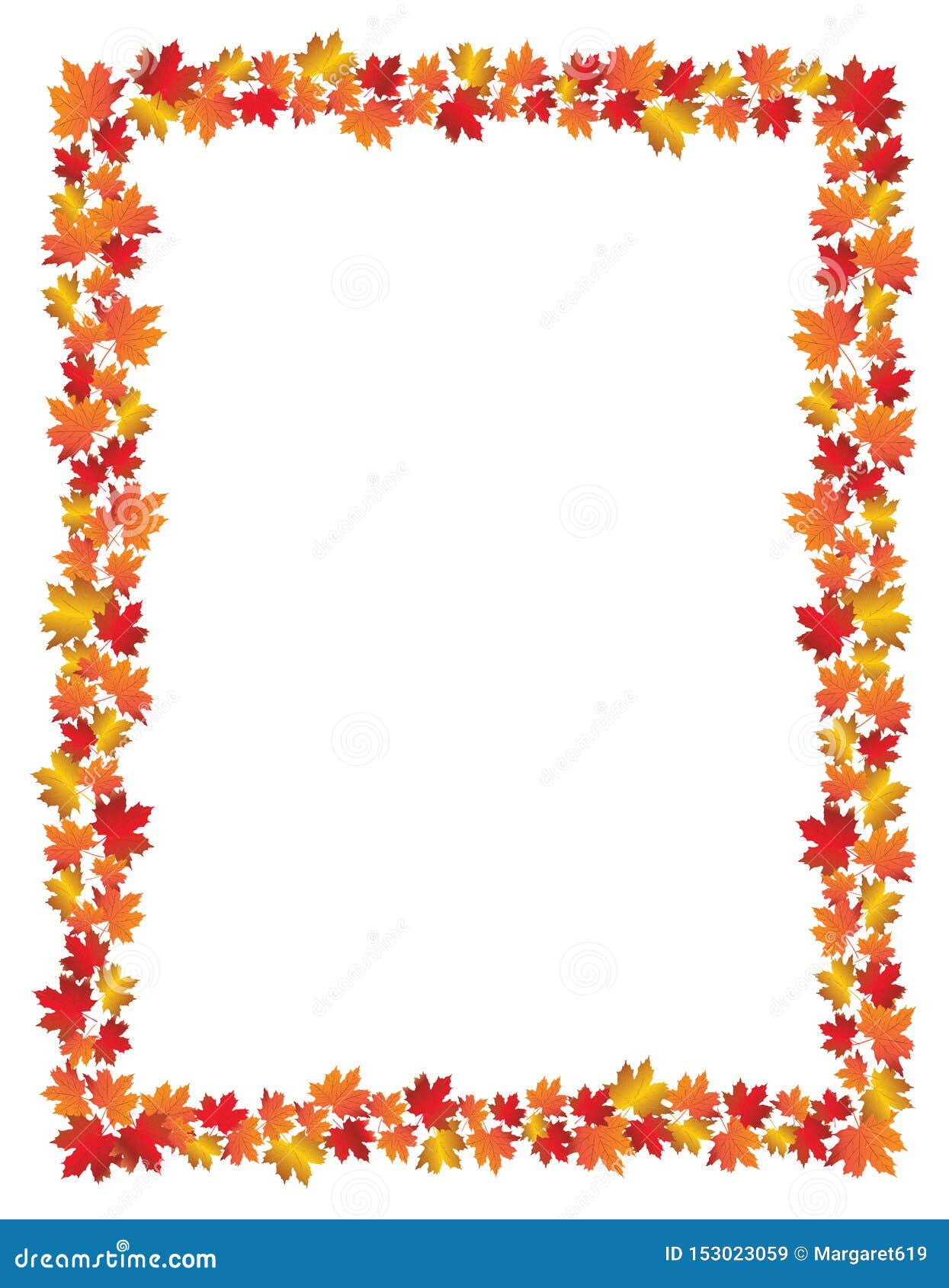 Autumn Leaves Border Isolated on White. Stock Vector - Illustration of ...
