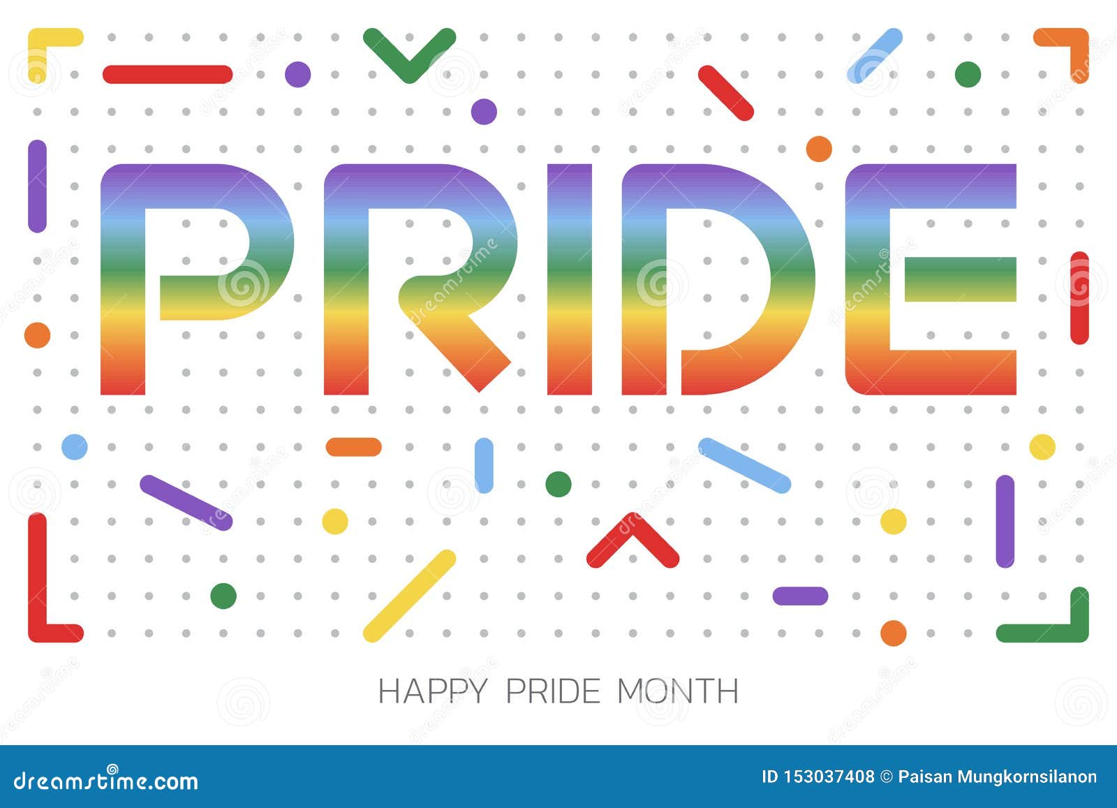 LGBT Pride Month Illustration with Typography Text in Rainbow Color ...