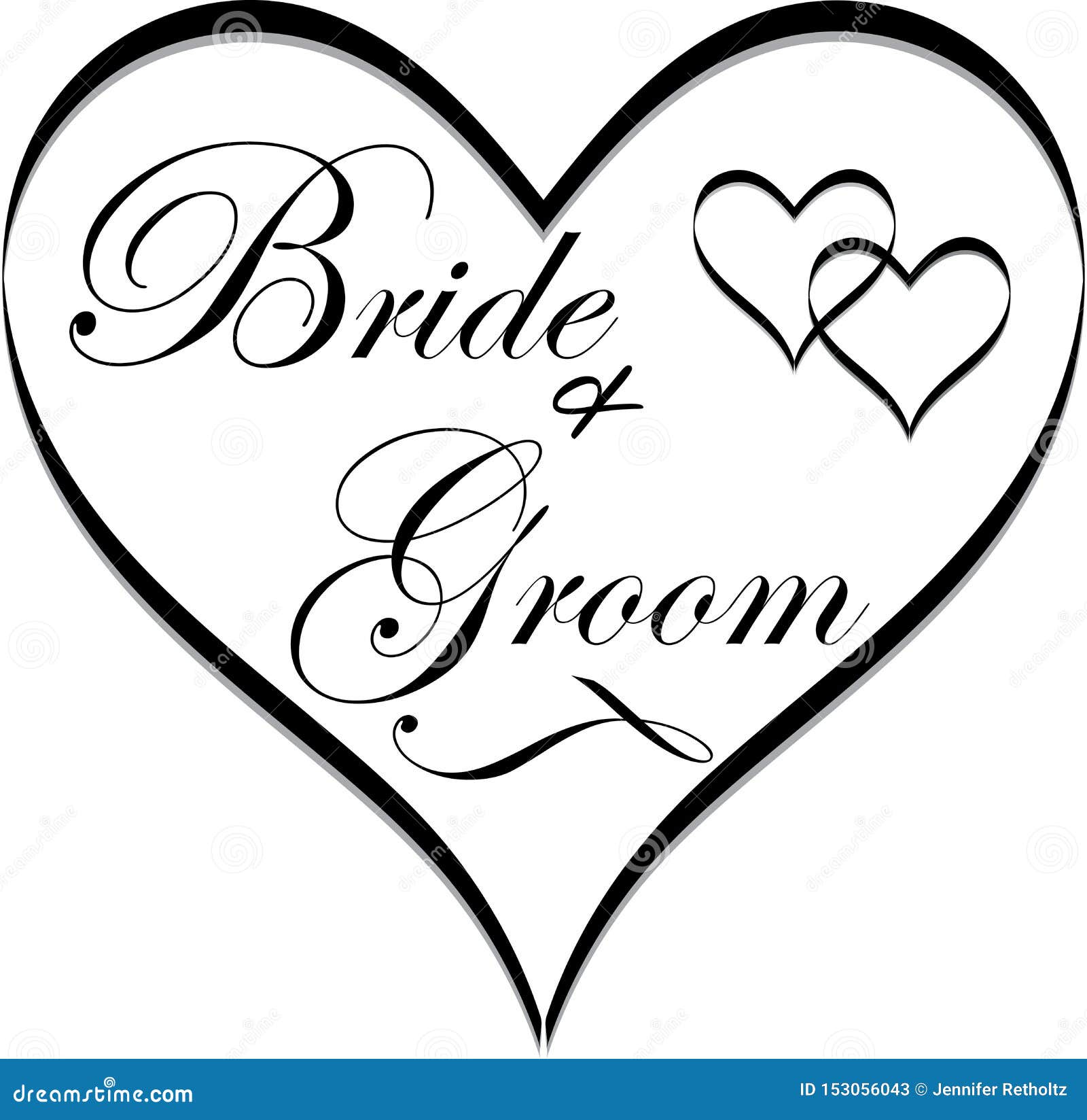 Bride and Groom Inside Heart Stock Vector - Illustration of ceremony ...