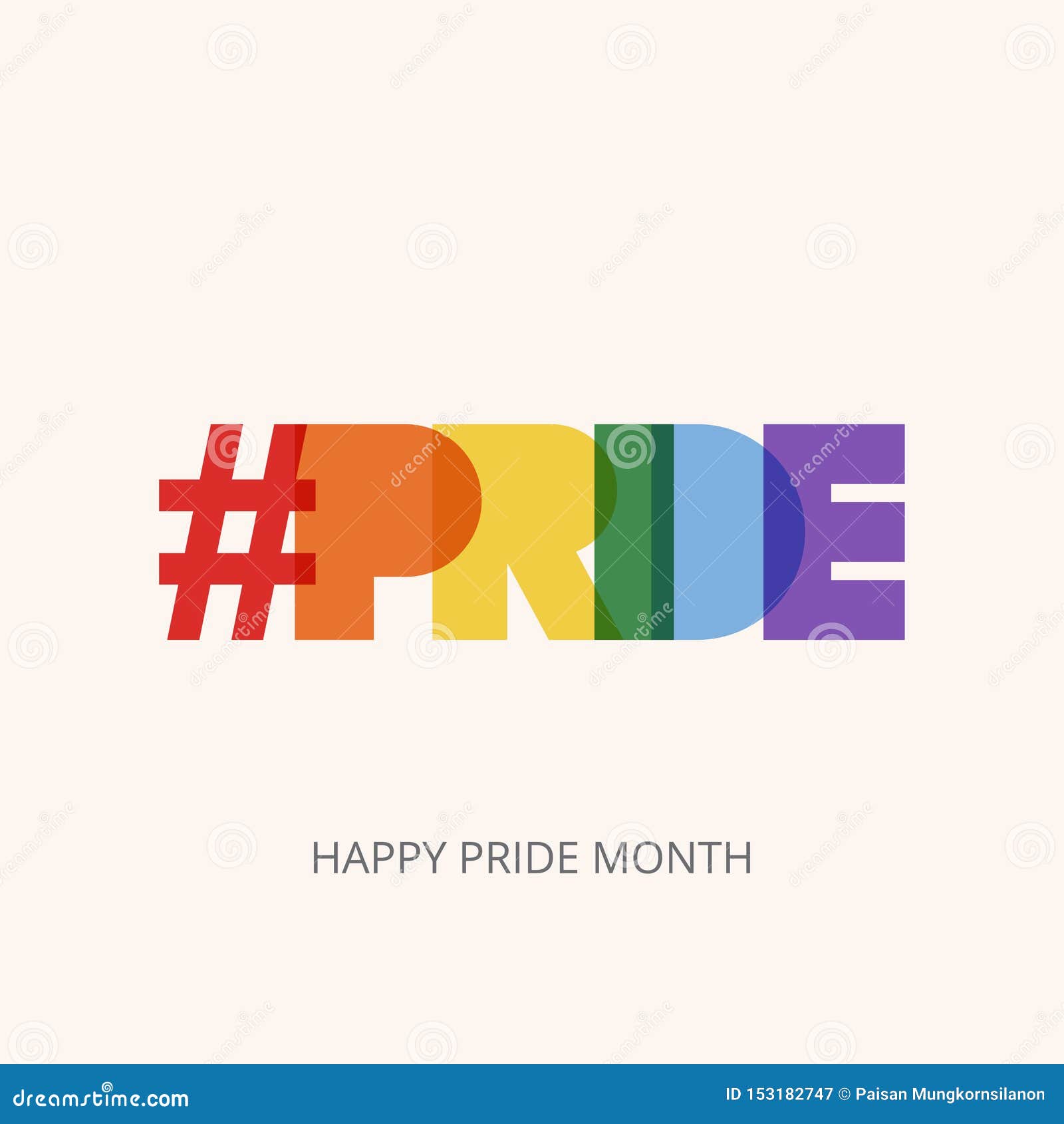 LGBT Pride Month Illustration with Typography Text in Rainbow Color ...