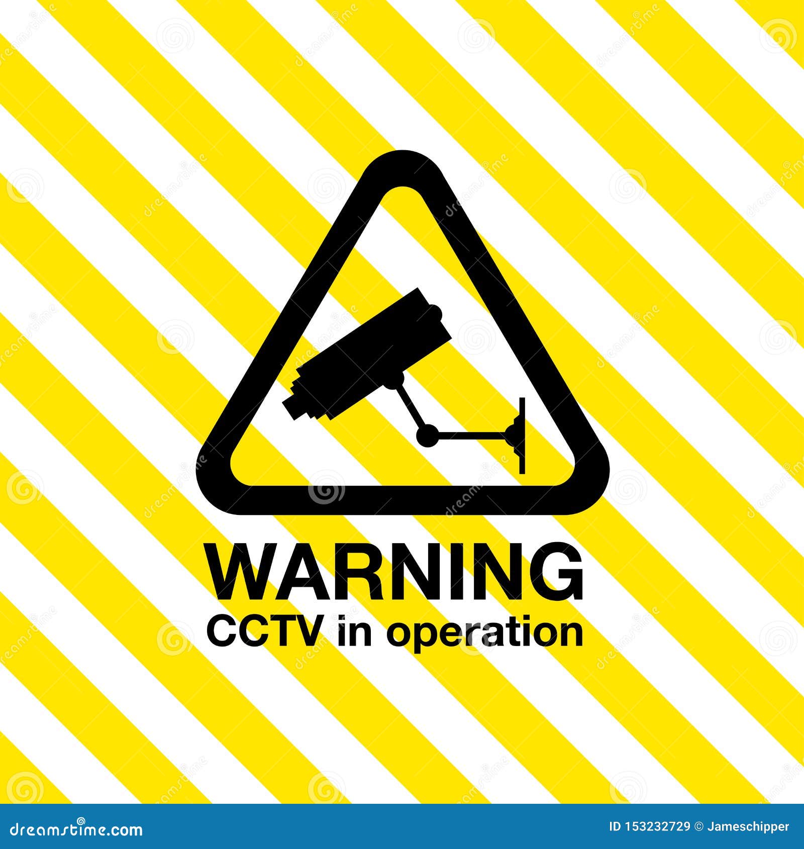 Cctv warning sign stock vector. Illustration of protection - 153232729