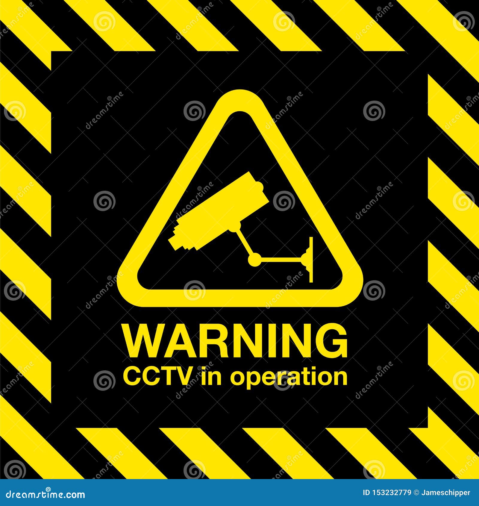 Cctv warning sign stock vector. Illustration of digital - 153232779