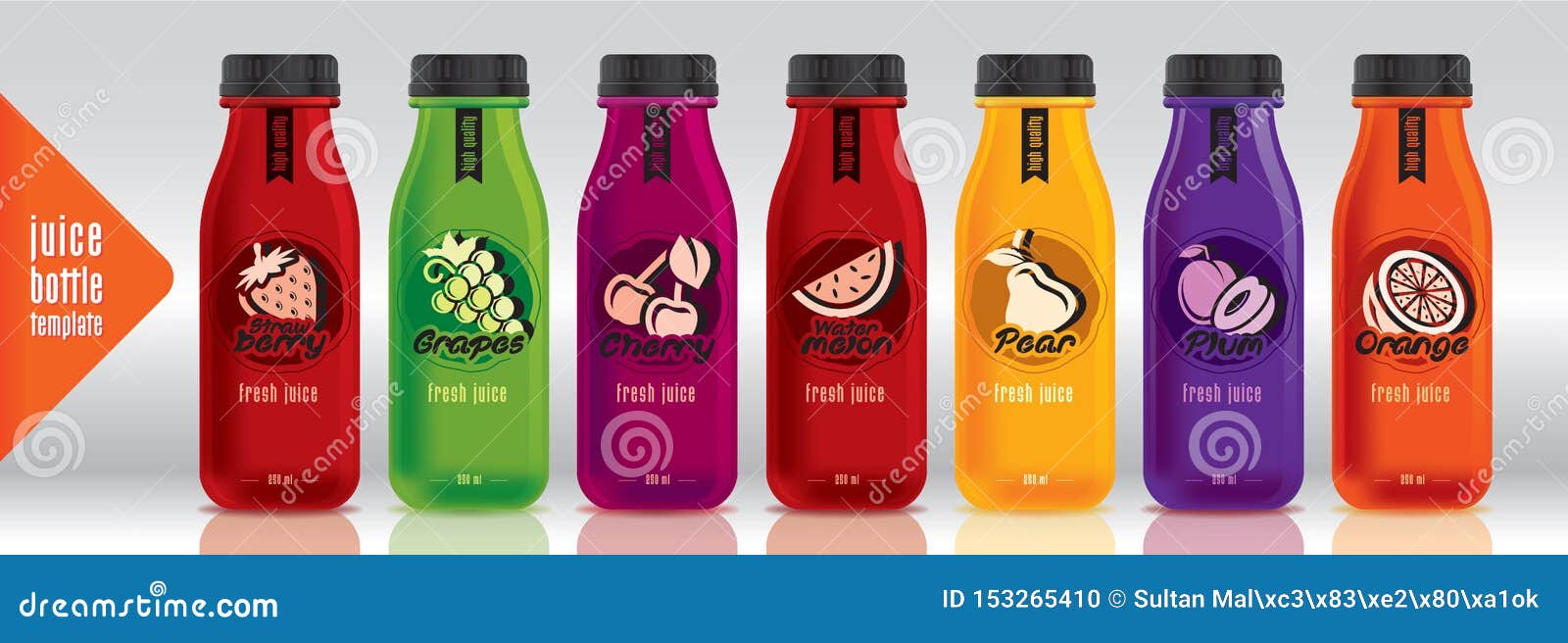 Ready Design Vector Juice, Fruit Bottle Set Stock Vector - Illustration ...