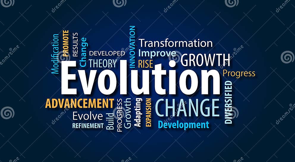 Evolution Word Cloud stock illustration. Illustration of background ...