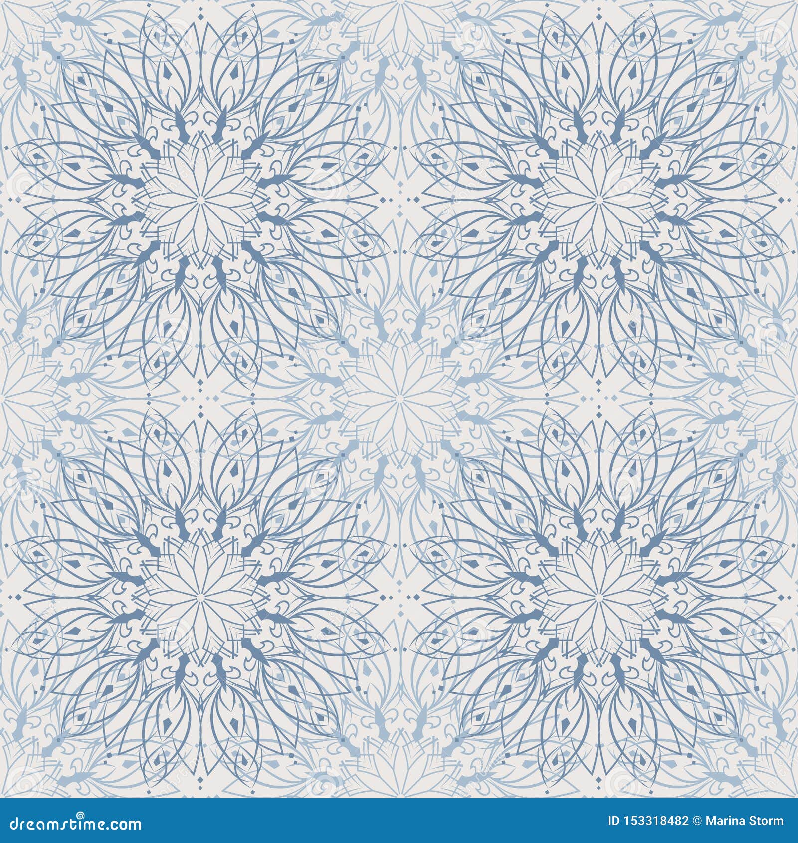 Seamless Abstract Light Blue Mandala Pattern, Floral Background. Stock ...