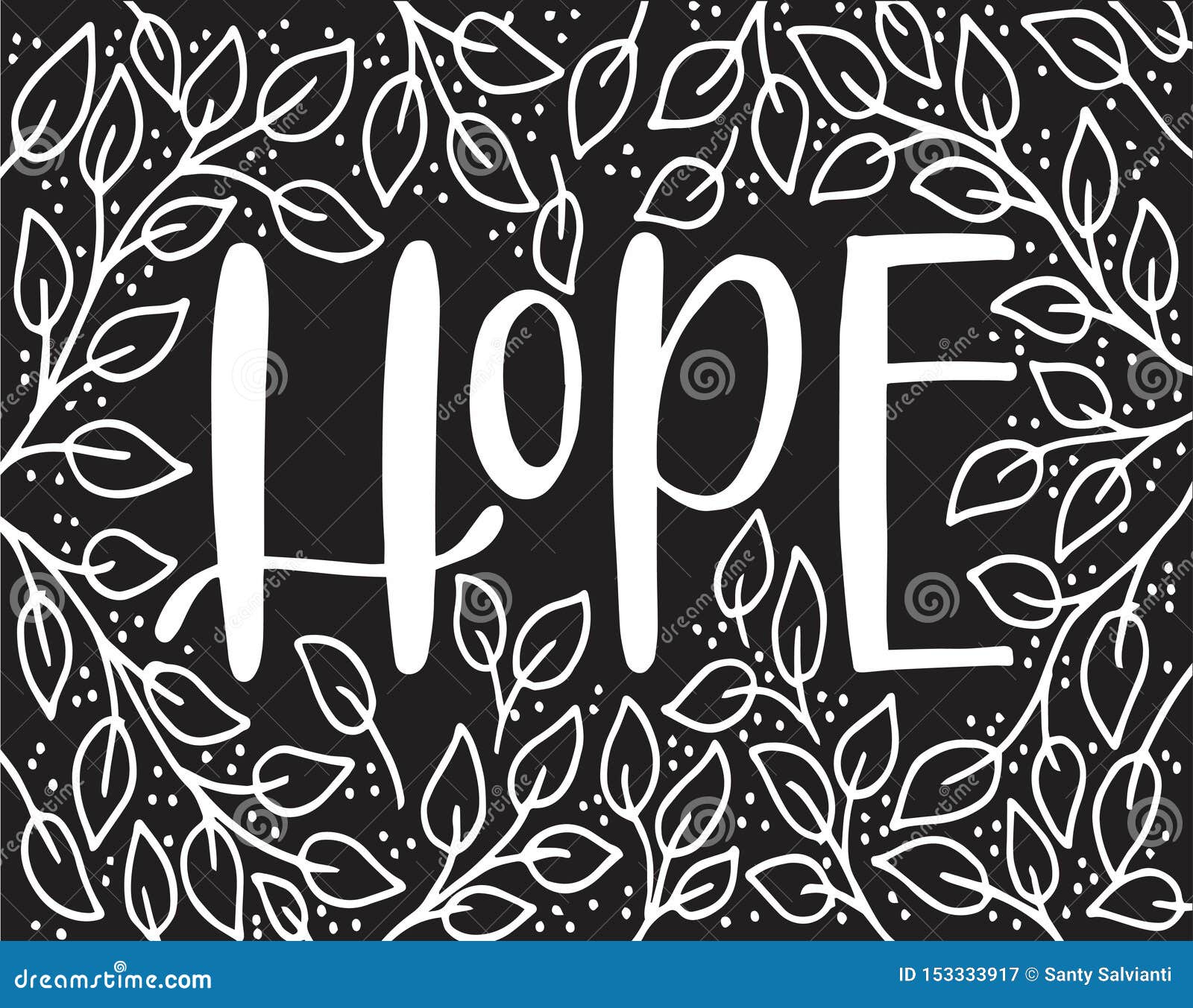 Letter Design - Hope with Leaves Ornament, Vector Illustration Stock ...